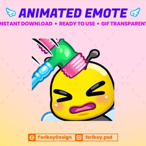 Bonk Hammer Cute Bee Animated Emote - Bonked Wasp Hornet Emote - for ...