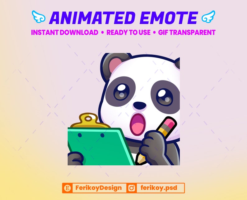 Taking Notes Cute Panda Animated Emote Panda Bear Notes for Twitch and ...