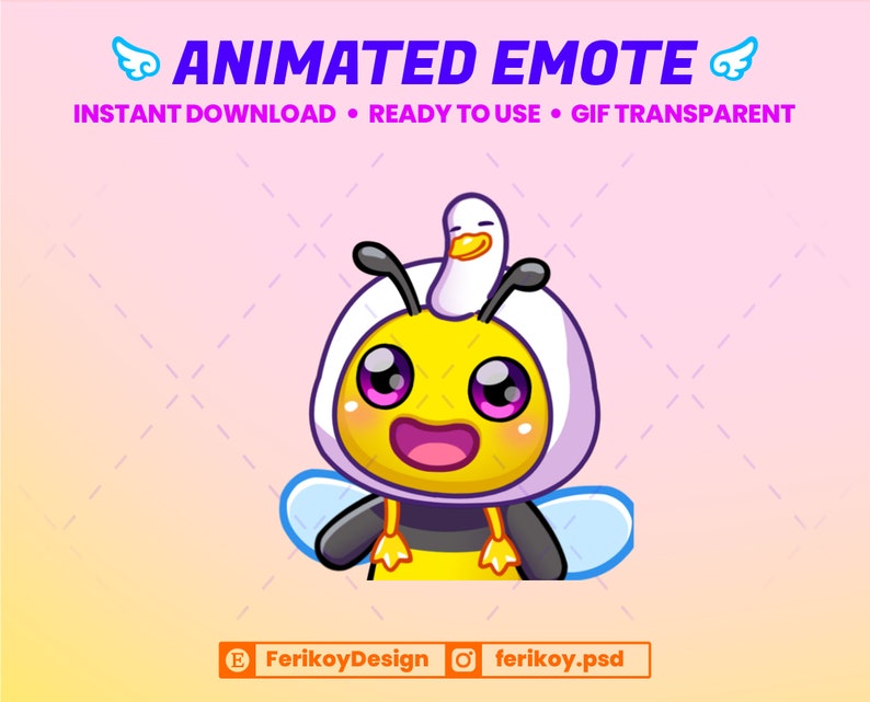 Wiggle Dancing Cute Bee Animated Emote - Dancing Bee Wasp Hornet - for ...