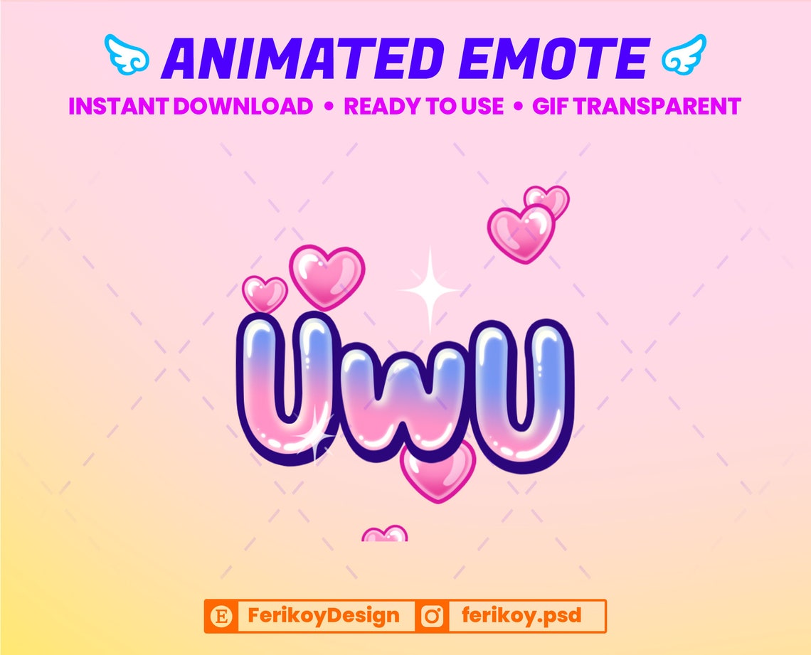 Uwu Emote Cute Uwu Animated Emote Sparkle Heart Animation Discord ...