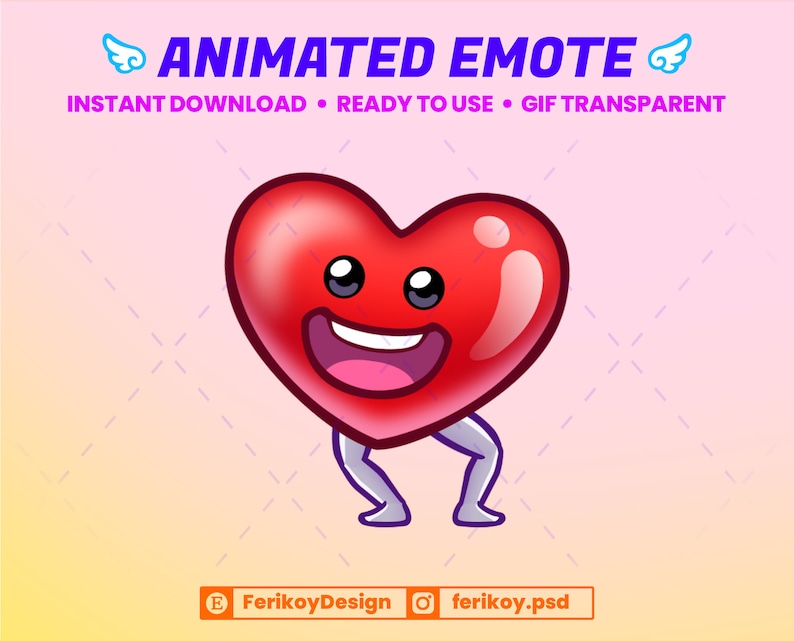 Dancing Red Heart Animated Emote Moving Hearts Love for Twitch and ...