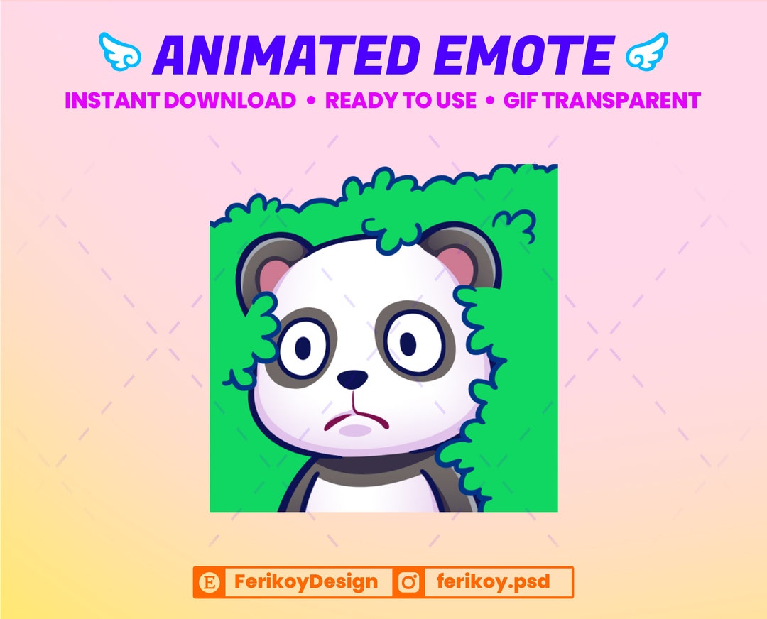 Hiding Bush Cute Panda Animated Emote - Panda Bear Lurk Hide Into ...