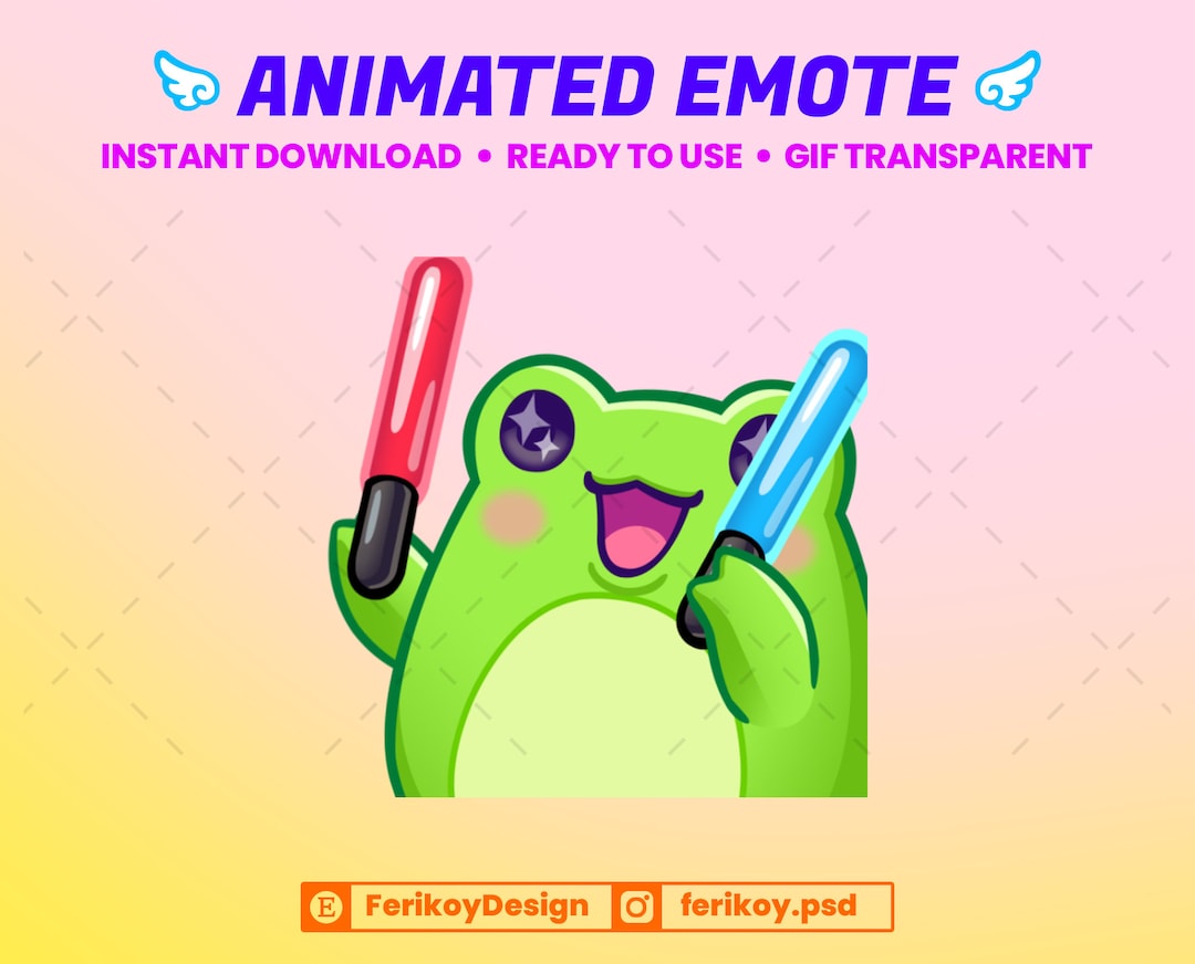 Rave Cute Frog Animated Emote - Cheer Dance - Glow Stick - for Twitch ...