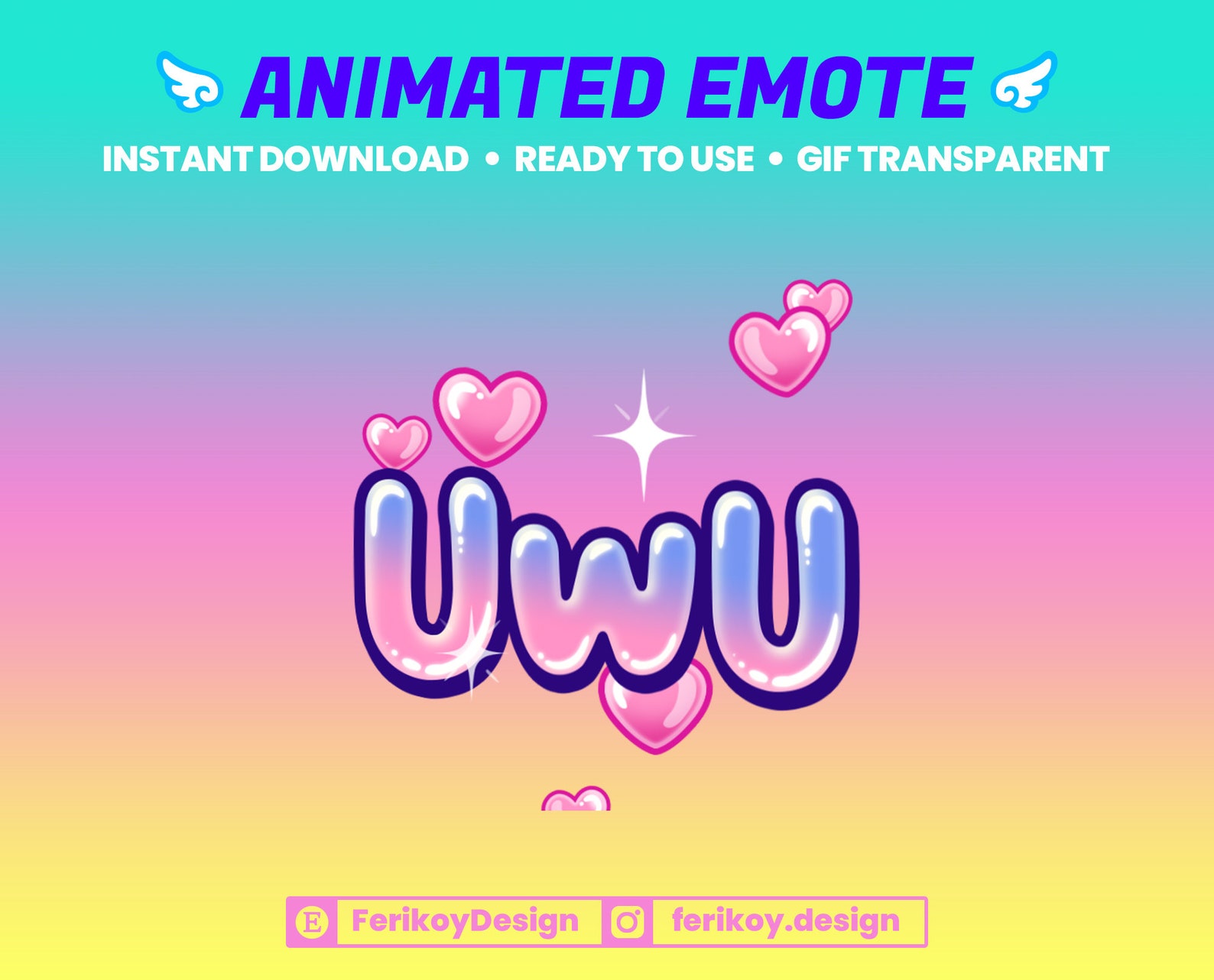 Uwu Emote Cute Uwu Animated Emote Sparkle Heart - Etsy