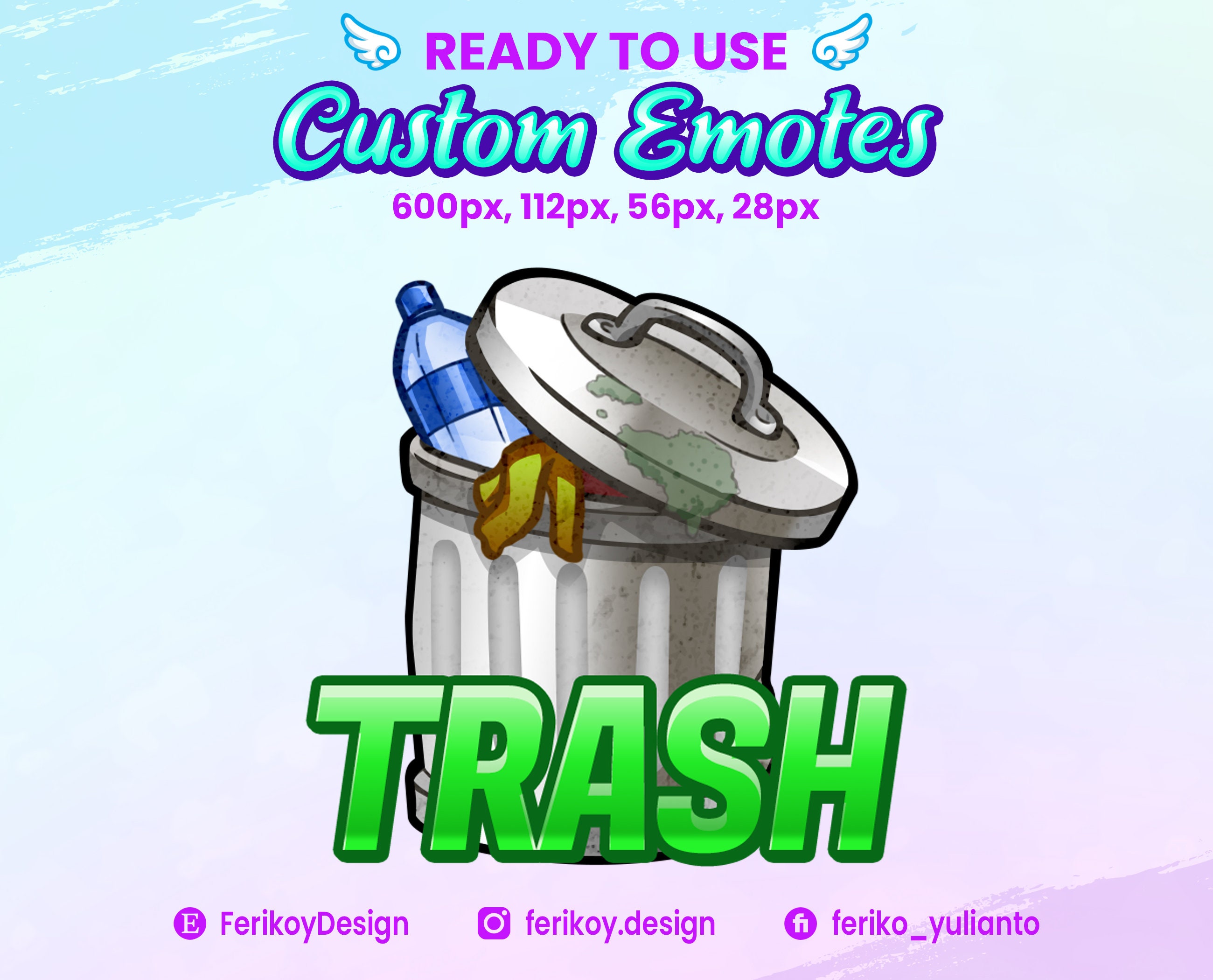 Stream Emotes Trash Can Custom Emotes Twitch Discord Youtube Community ...