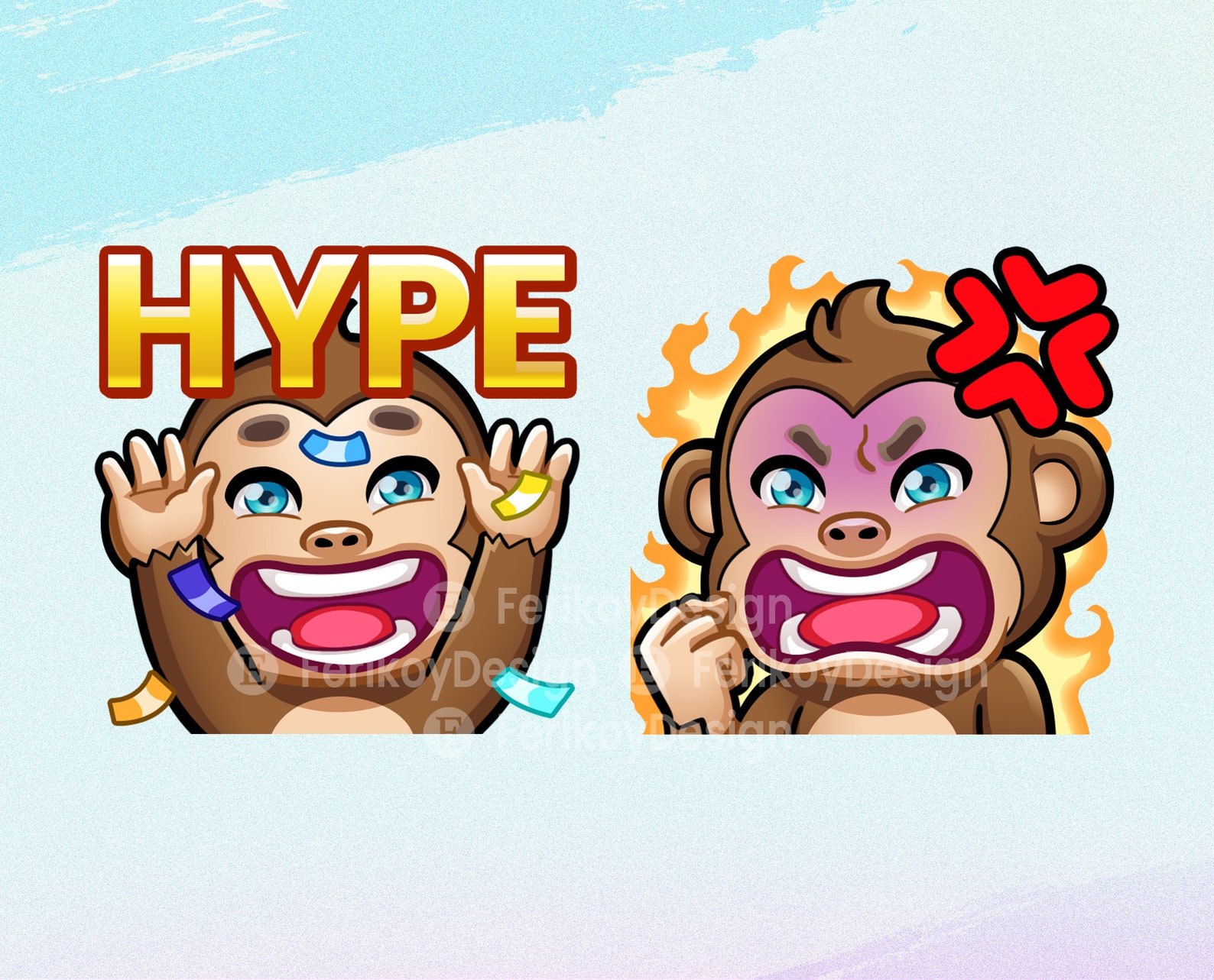 6x Stream Emotes - Cute Monkey Packs - Ape - Lovely - Adorable | Custom ...