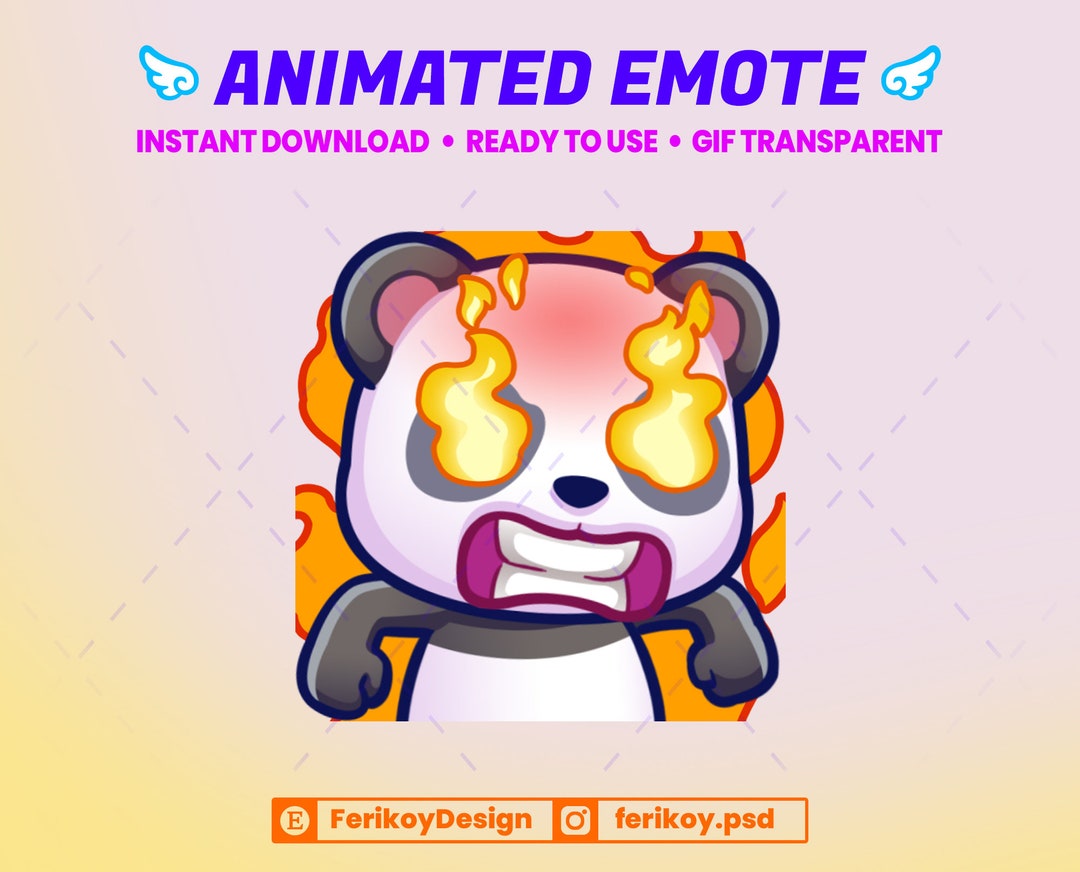 Angry Rage Mad Fire Cute Panda Bear Animated Emote and Static - for ...
