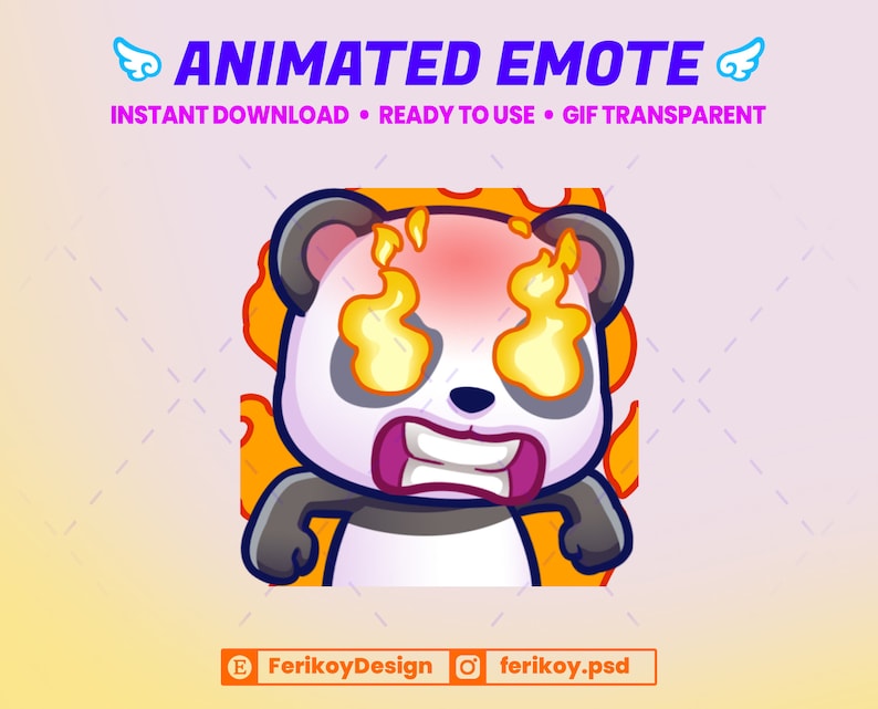 Angry Rage Mad Fire Cute Panda Bear Animated Emote and Static for ...