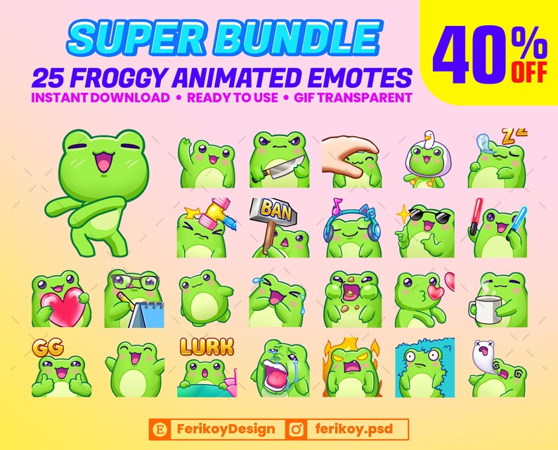 25x Froggy Animated Emotes Super Bundle Animated Emotes - Etsy