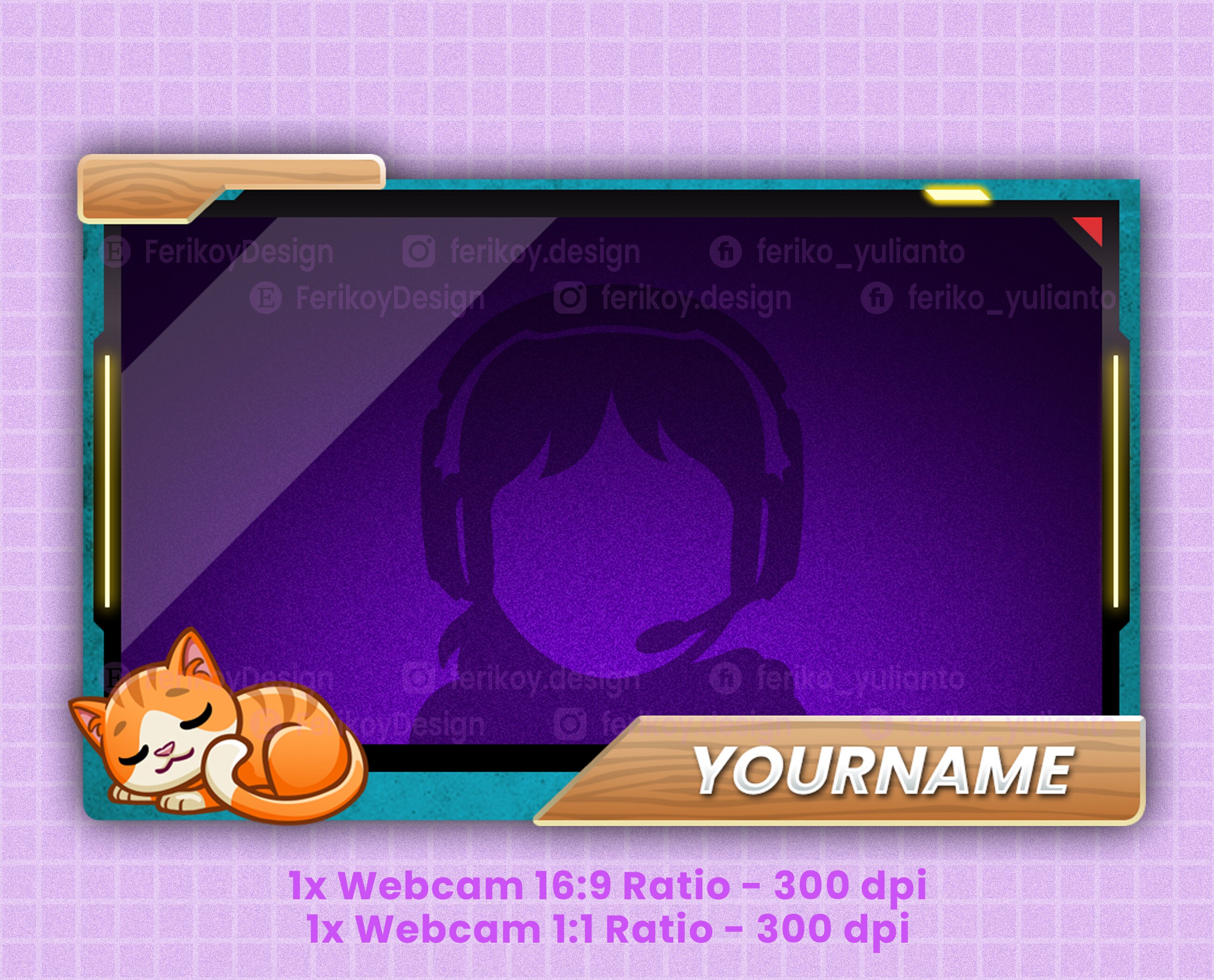Stream Webcam Overlay Cute Kitty Cat Wooden Twitch Youtube Community - Etsy
