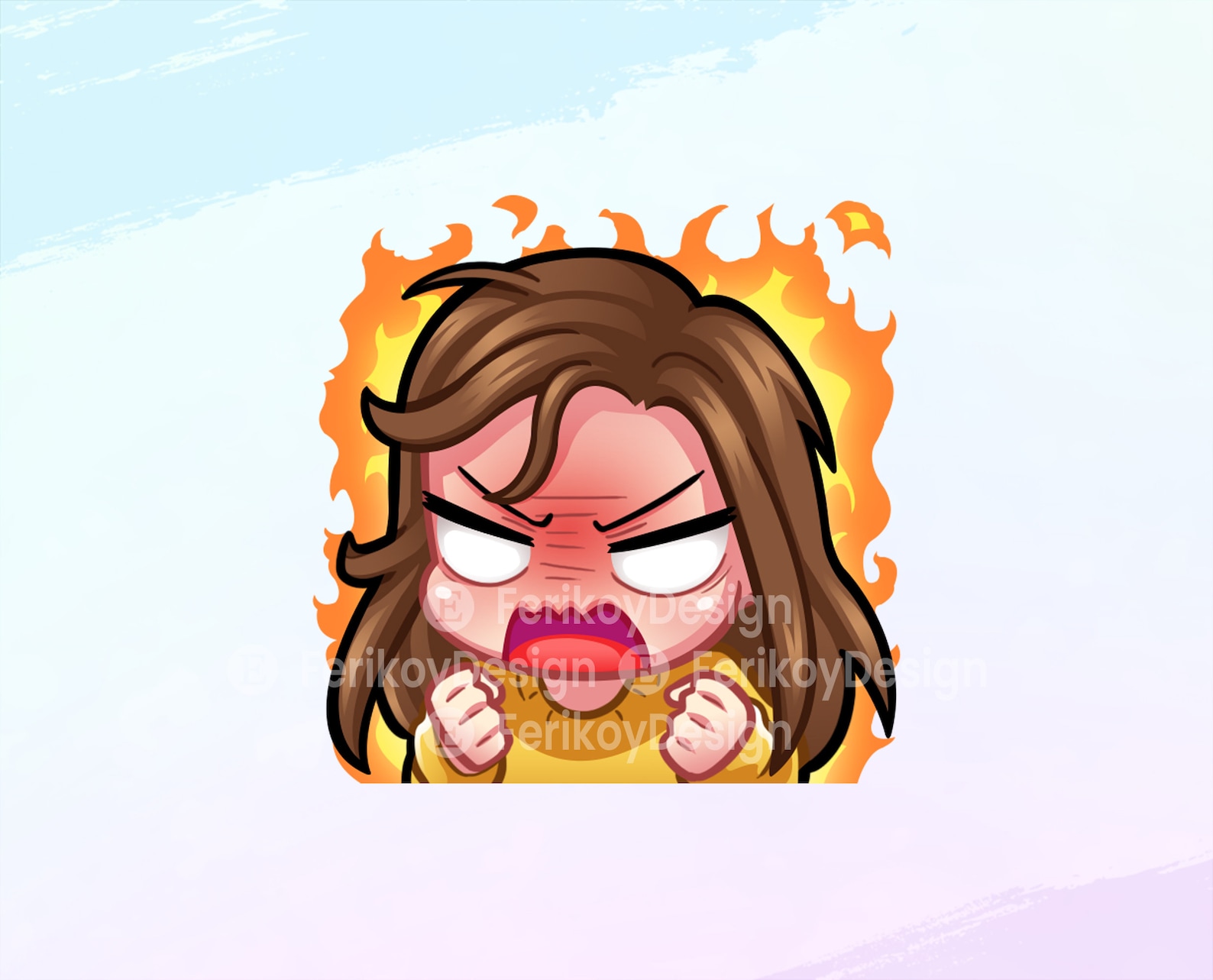 Stream Emotes Angry Emote Chibi Girl Brown Hair - Etsy