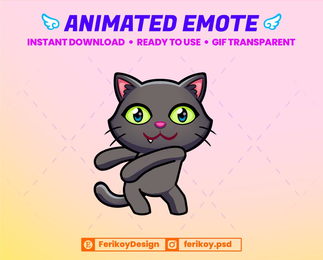 Dancing Black Cat Animated Emote: Twitch/discord Kitty Party (digital ...