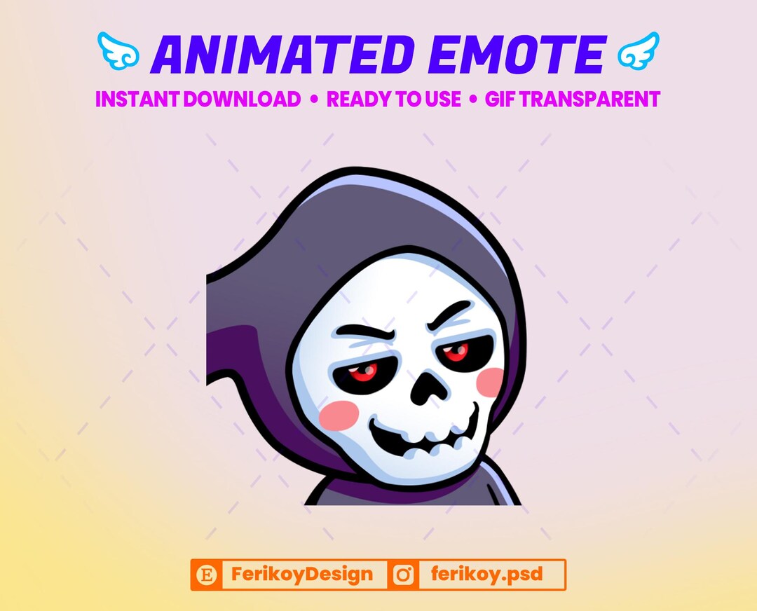 Eyebrow Wiggle Cute Grim Reaper Animated Emote - Reaper Raises Eyebrow ...