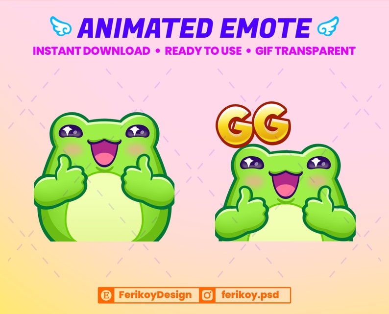 Thumbs up GG Cute Frog Animated Emote Good Game for Twitch and Discord ...