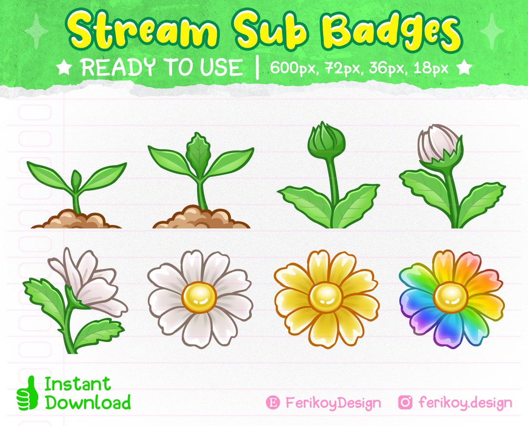 8x Daisy Flower Sub Badges - Stream Sub Badges | Flowers | Rose ...