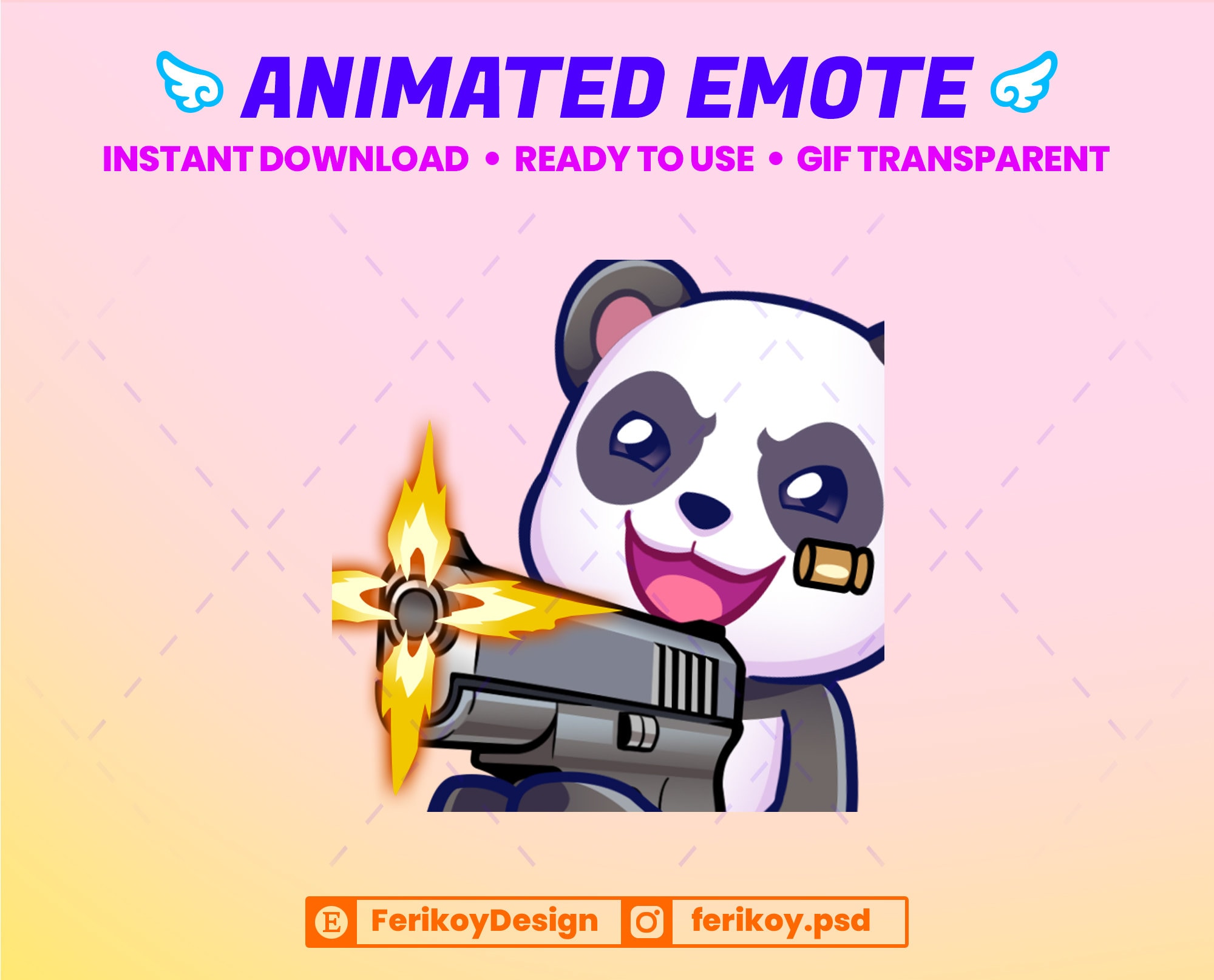 Cute Panda Gun Animated Emote Gun Cool Panda Bear Emote for Twitch and ...