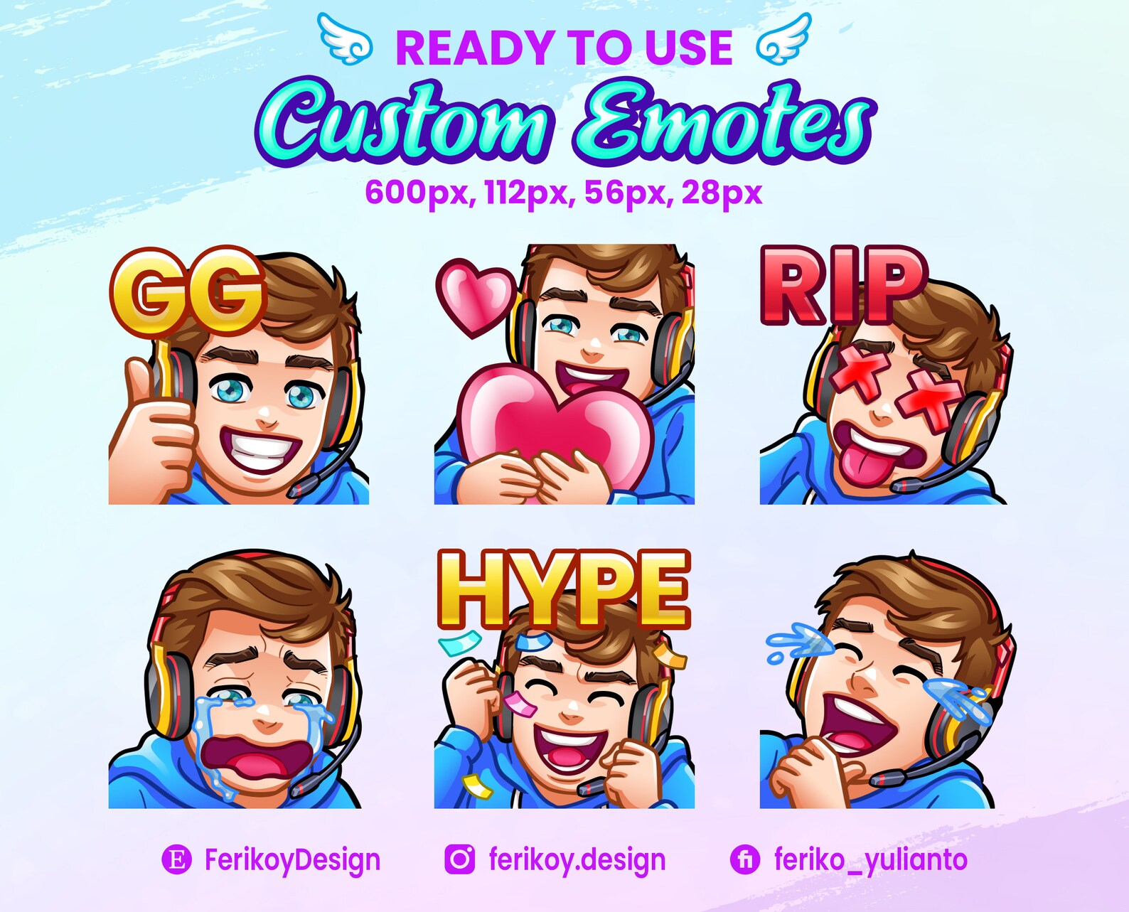 Stream Emotes Boy Emote Packs 1 Custom Emotes Twitch Discord Youtube ...