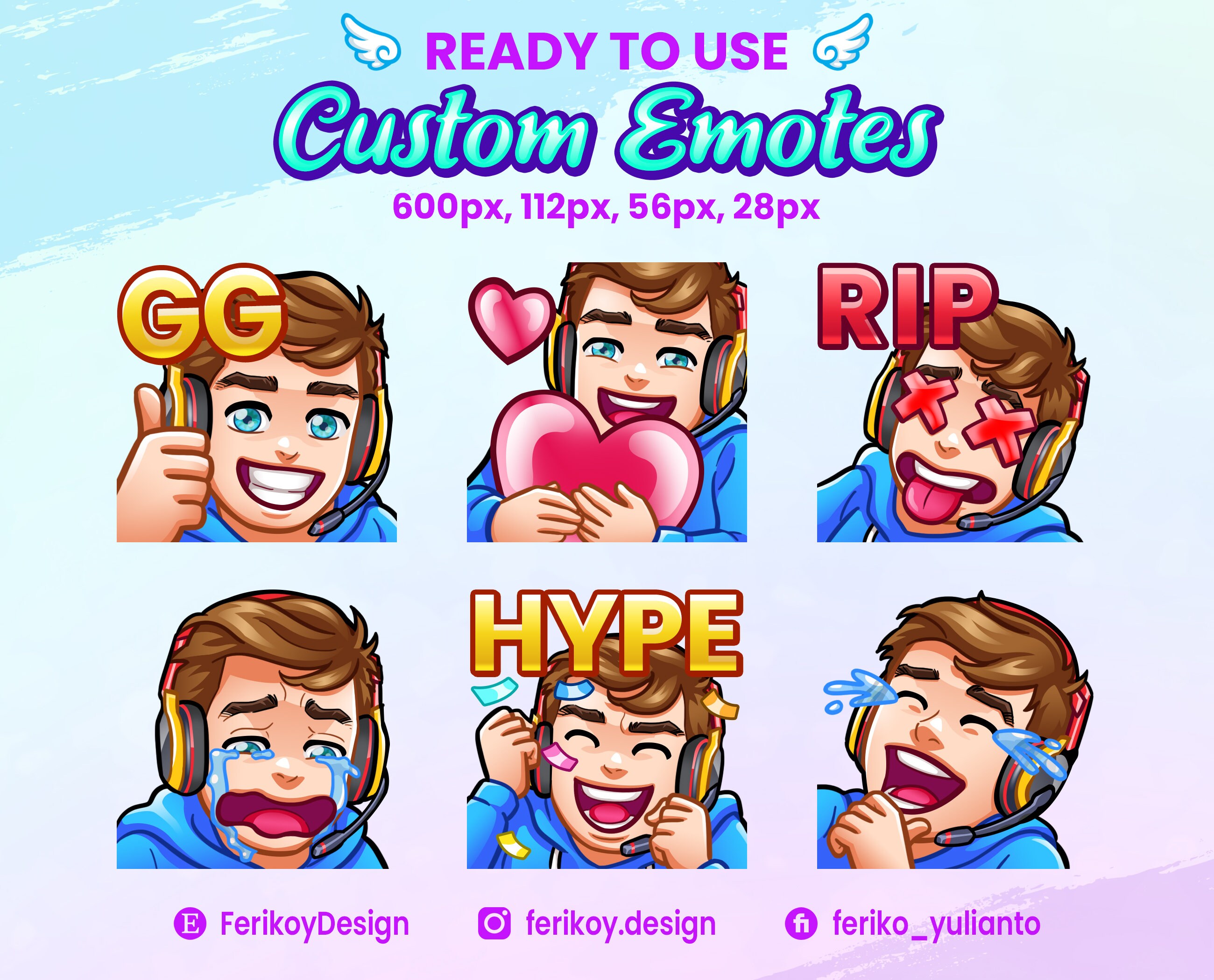 Stream Emotes Boy Emote Packs 1 Custom Emotes Twitch Discord Youtube ...