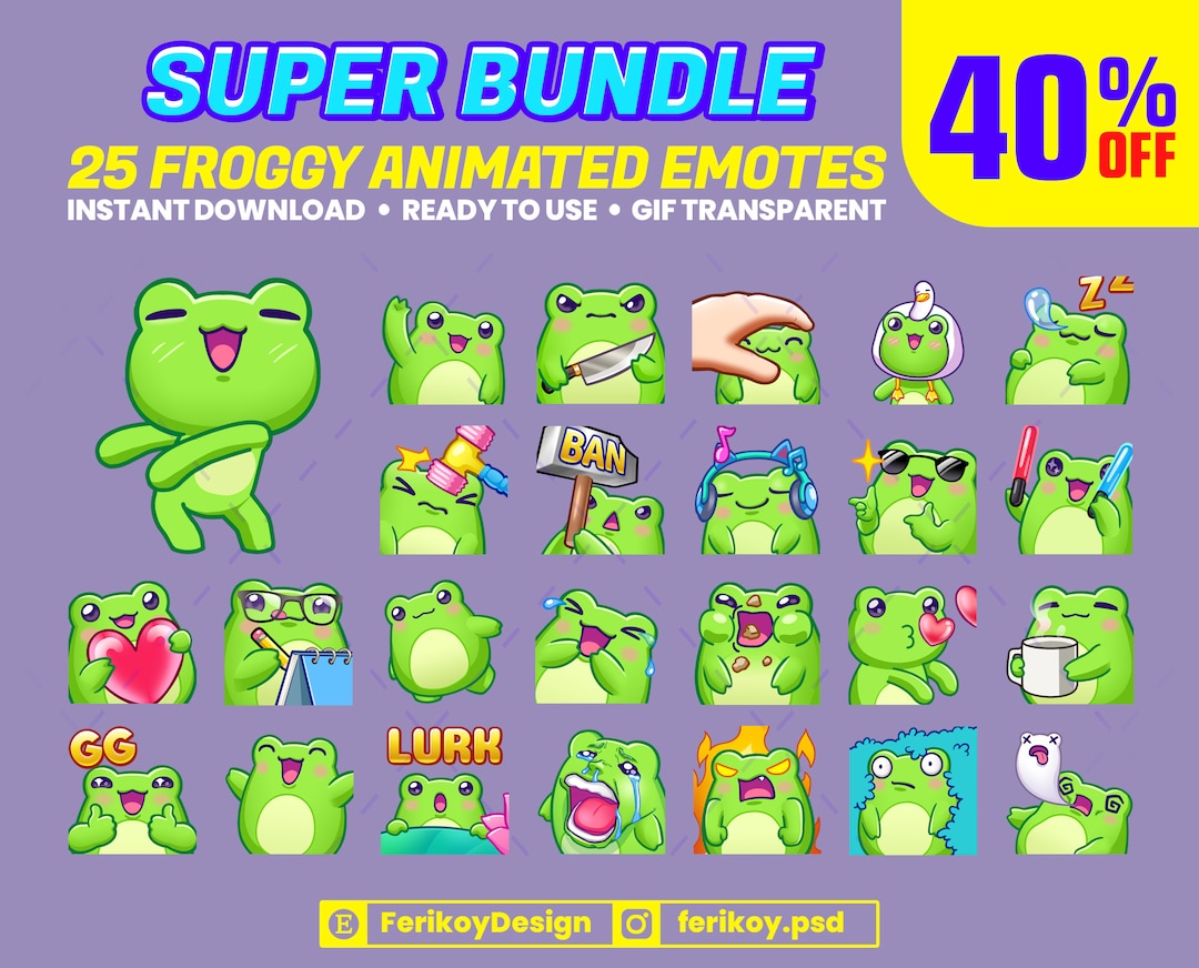 25x Froggy Animated Emotes - Super Bundle Animated Emotes - Froggy Mega ...
