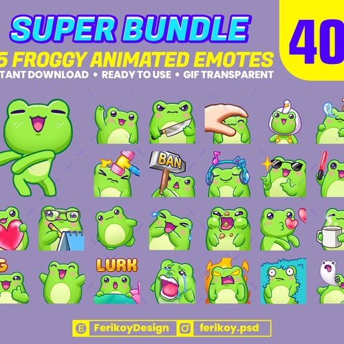 25x Froggy Animated Emotes Super Bundle Animated Emotes - Etsy