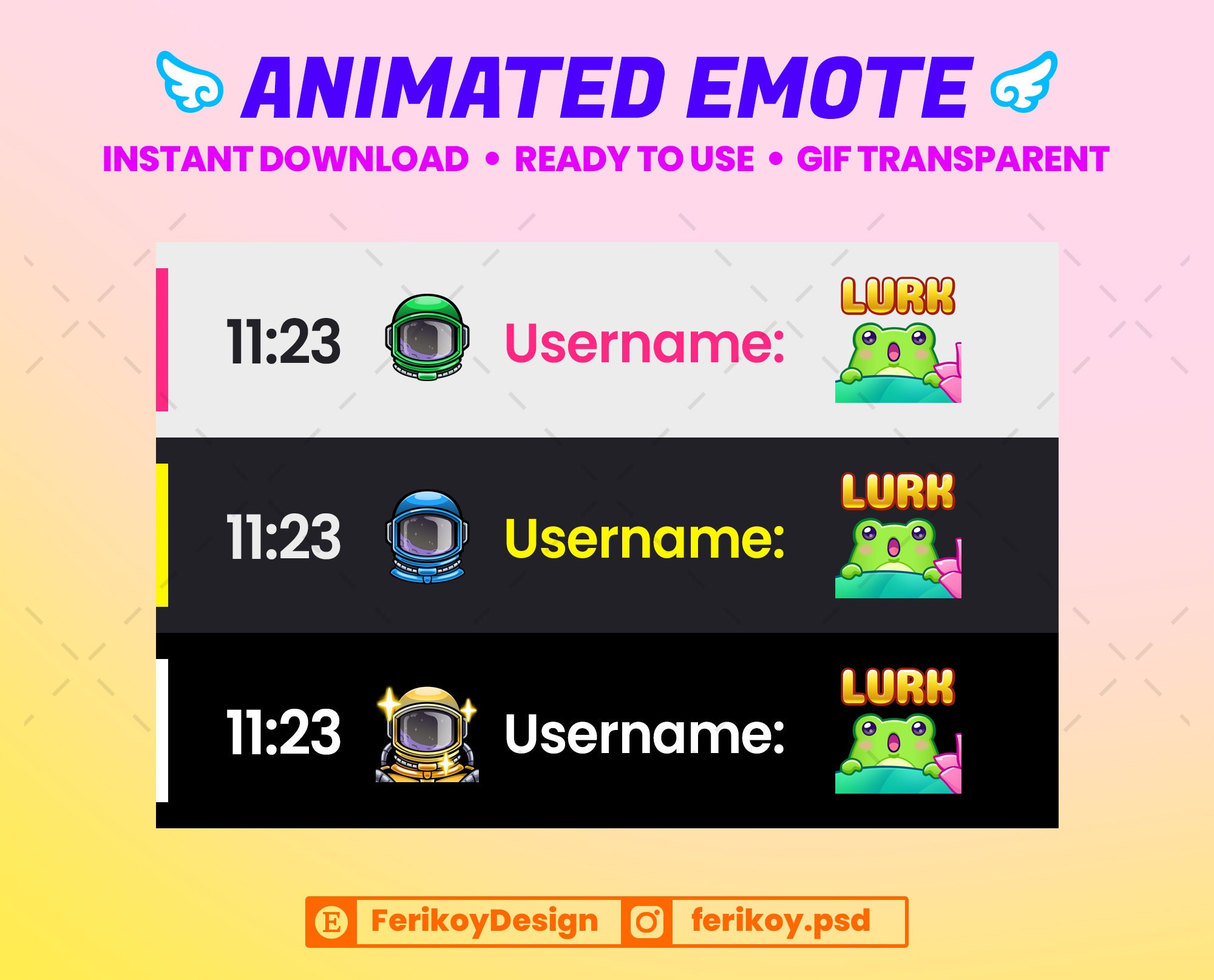 Lurk Cute Frog Animated Emote Lily Pad Froggy Pink Lotus for Twitch and ...