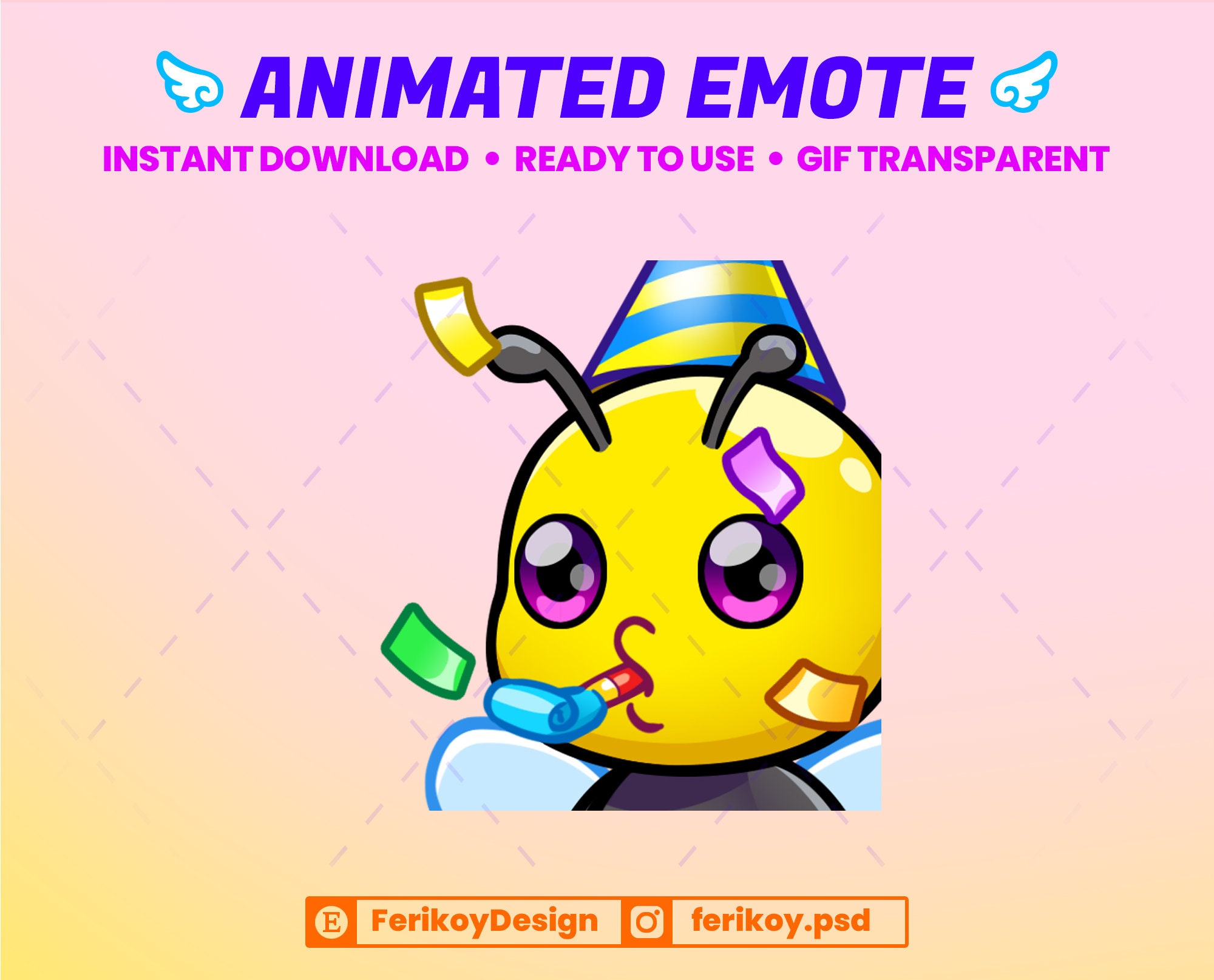 Party Birthday Confetti Cute Bee Animated Emote Exciting Celebration ...