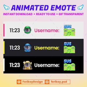 SUS Cute Frog Animated Emote and Static Thinking Froggy for Twitch and ...