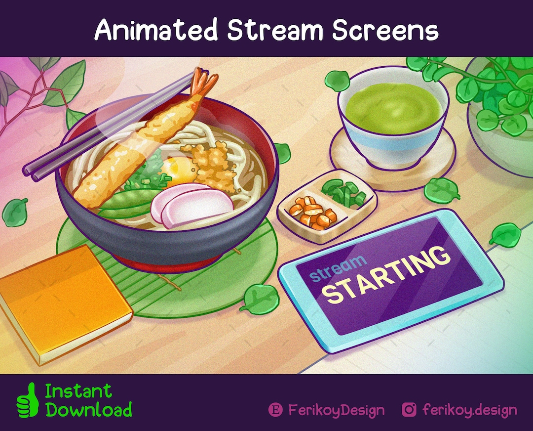Animated Udon Bowl Stream Screens: Twitch Overlay (digital Download) - Etsy