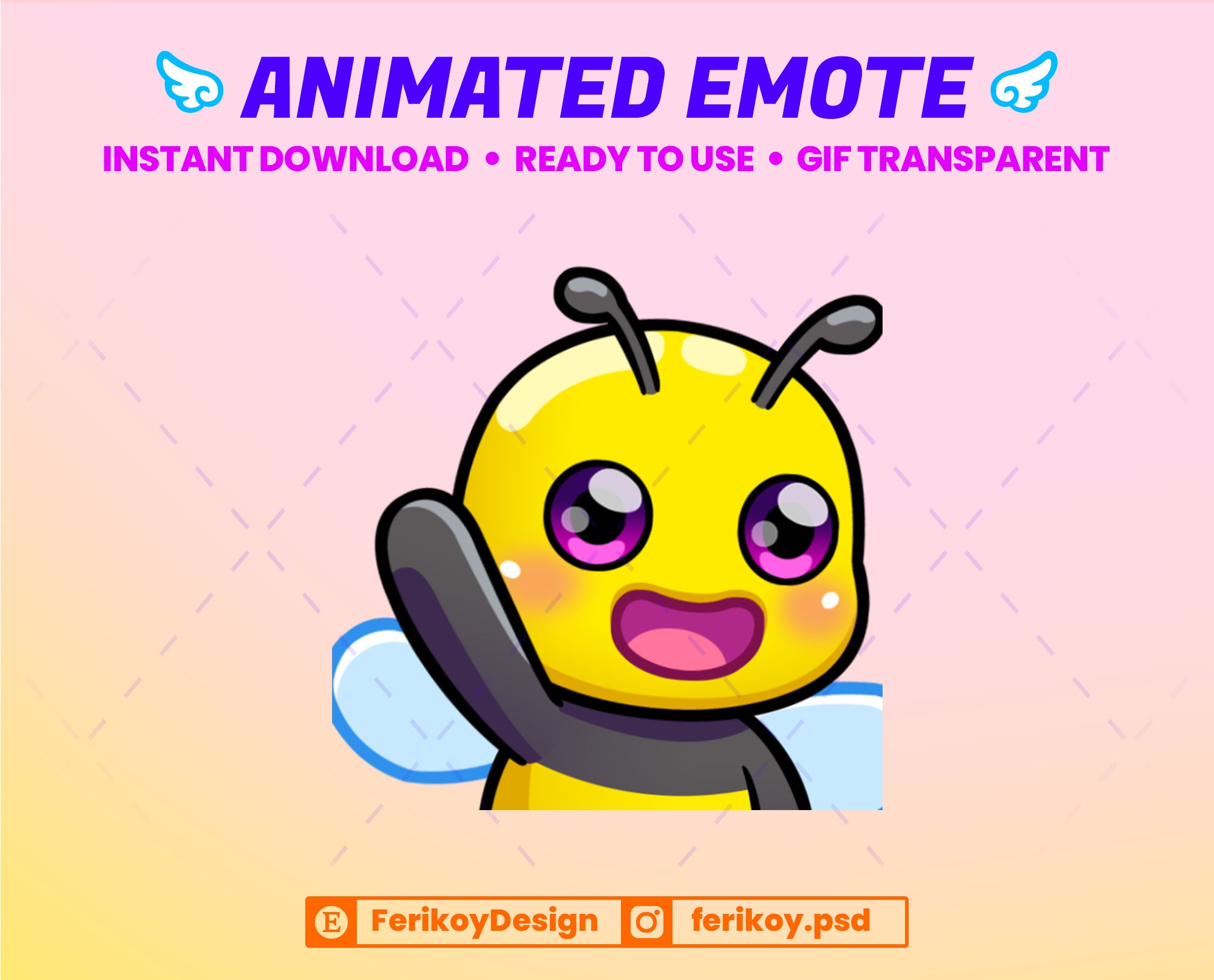 Cute Bee Waving Animated Emote Hi Hello Bee Wasp Hornet - Etsy