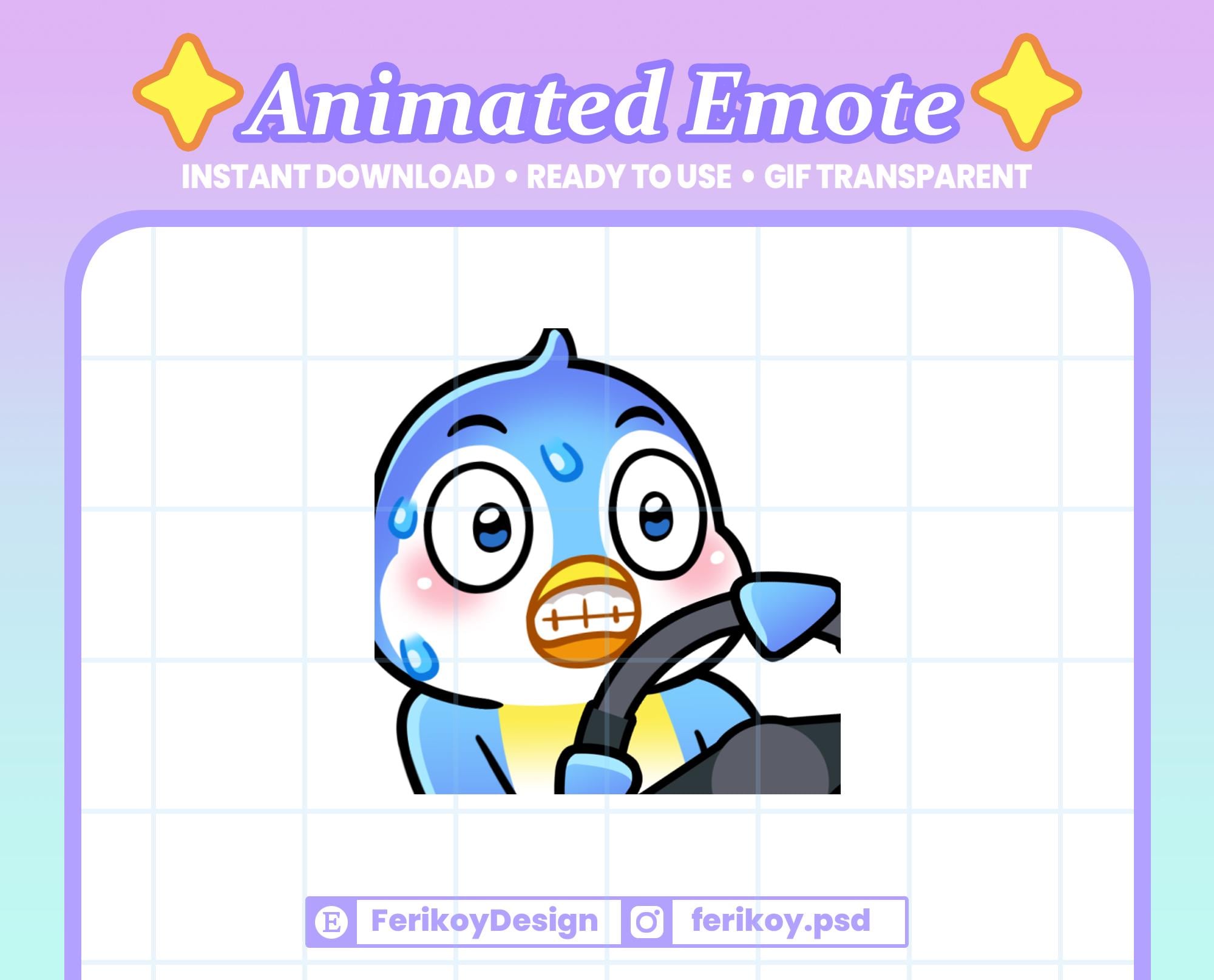 Penguin Drive Animated Emote : Driving Blue Bird - Etsy