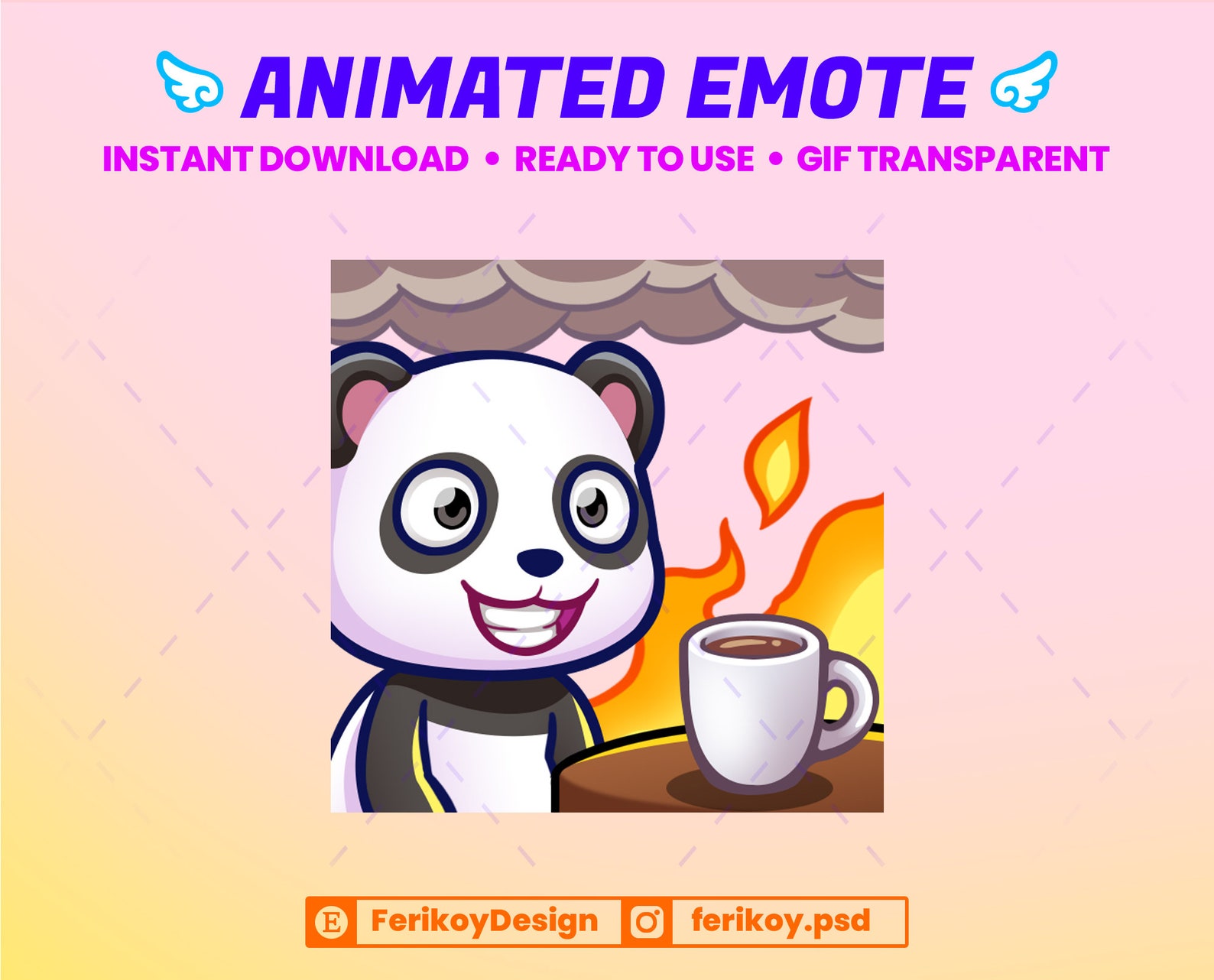 Este es el emoticón animado de Fine Cute Panda Estoy bien - Etsy México