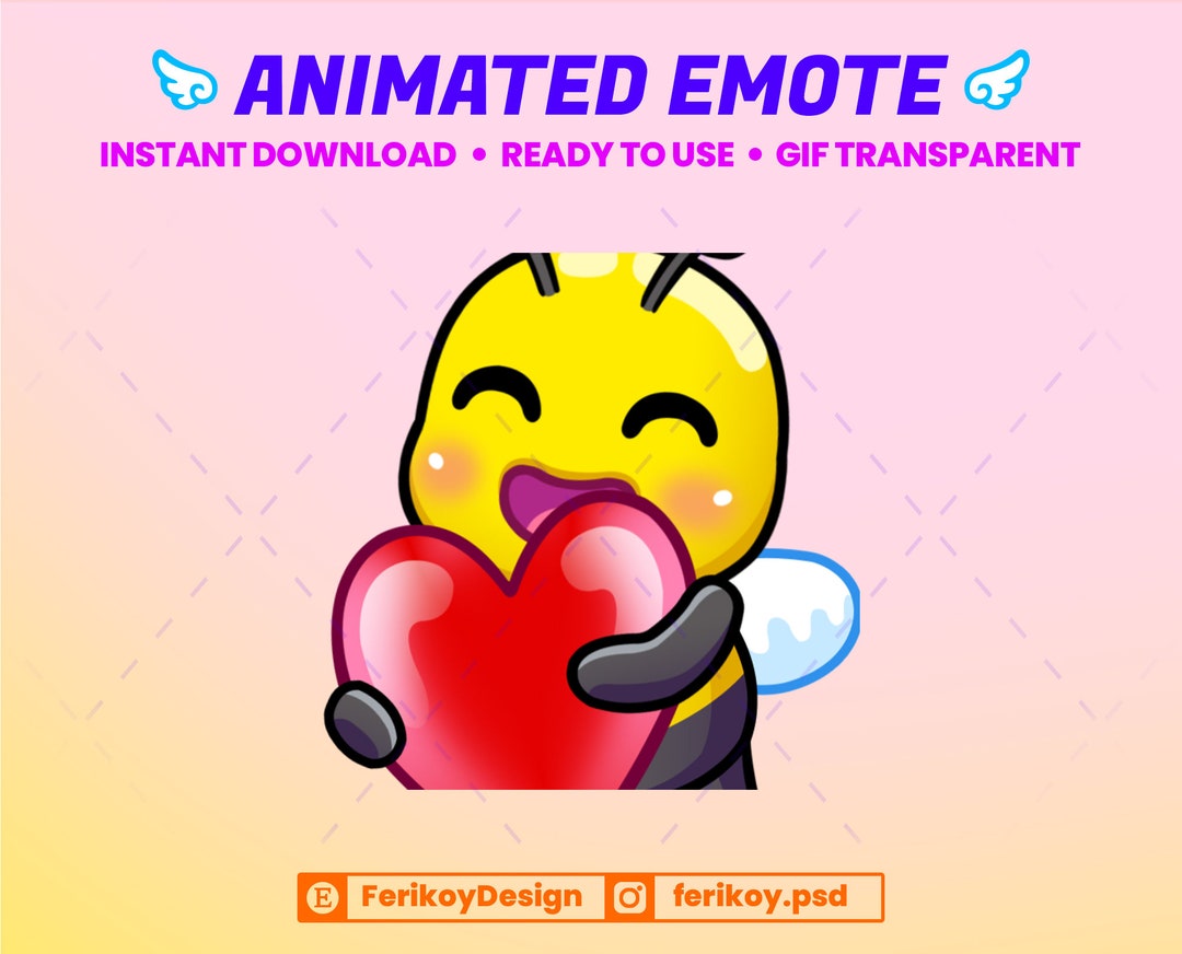 Cute Bee Love Animated Emote - Loving Heart Bee Wasp Hornet - for ...