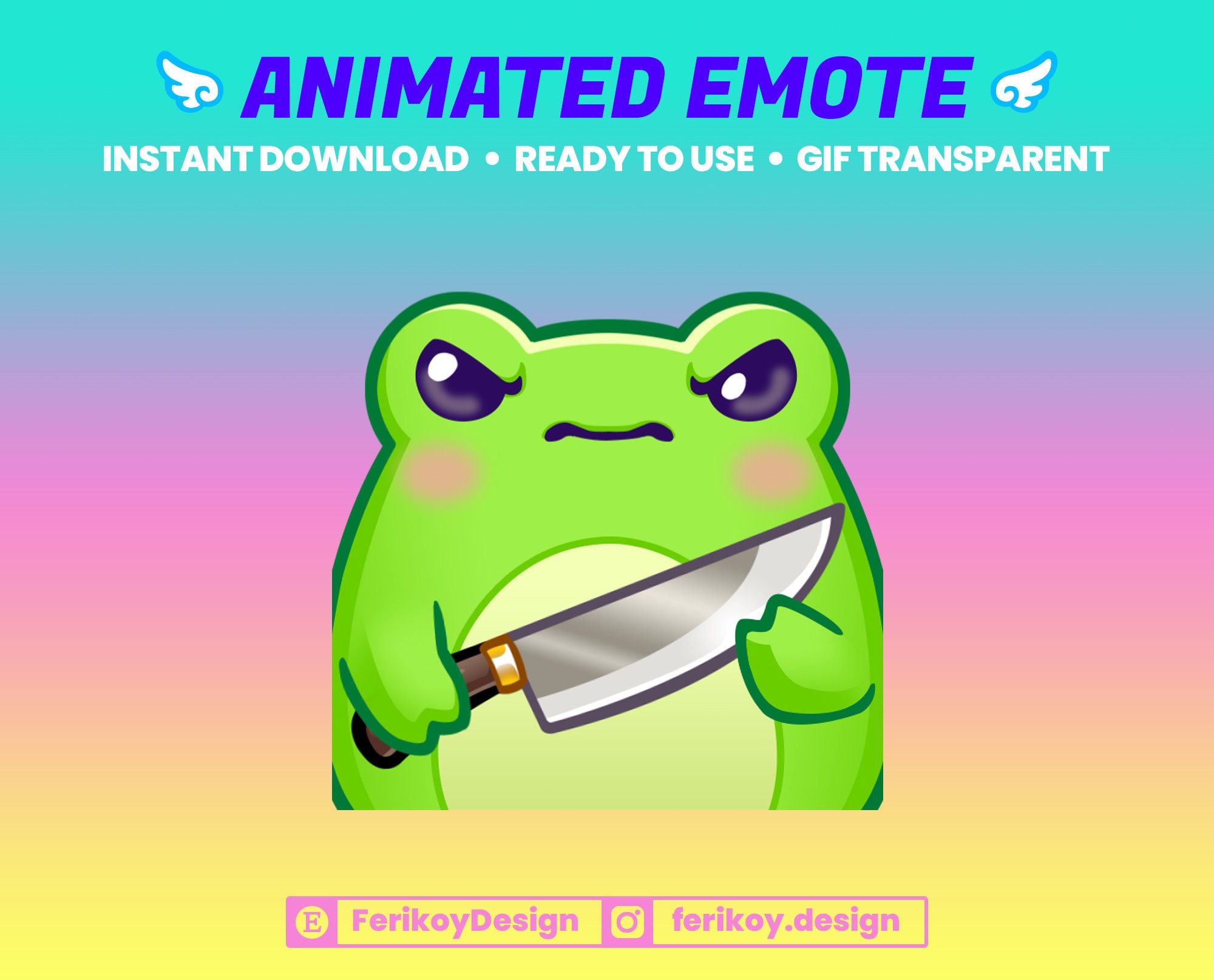 Cute Frog Knife Animated Emote for Twitch and Discord and More - Etsy