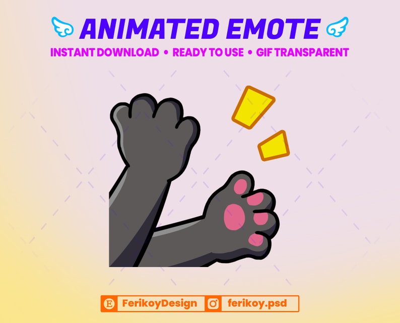 Clapping Black Cat Paws Animated Emote: Twitch/discord (GIF) - Etsy