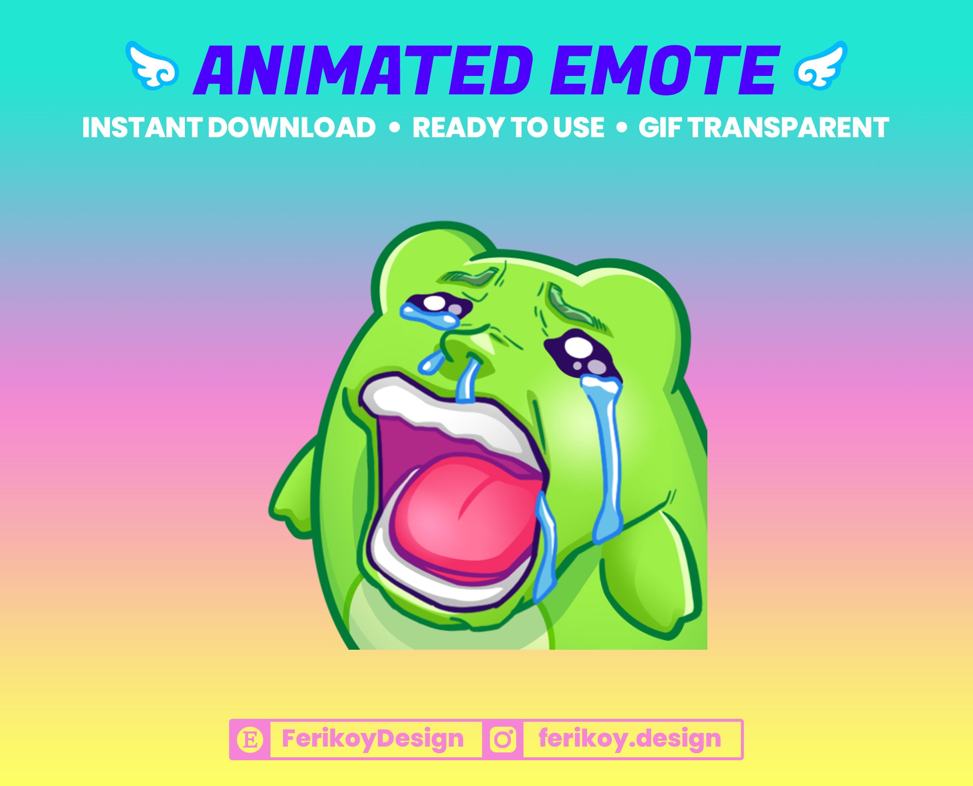Crying Cute Frog Animated Emote Sad Froggy Cry for Twitch and Discord ...