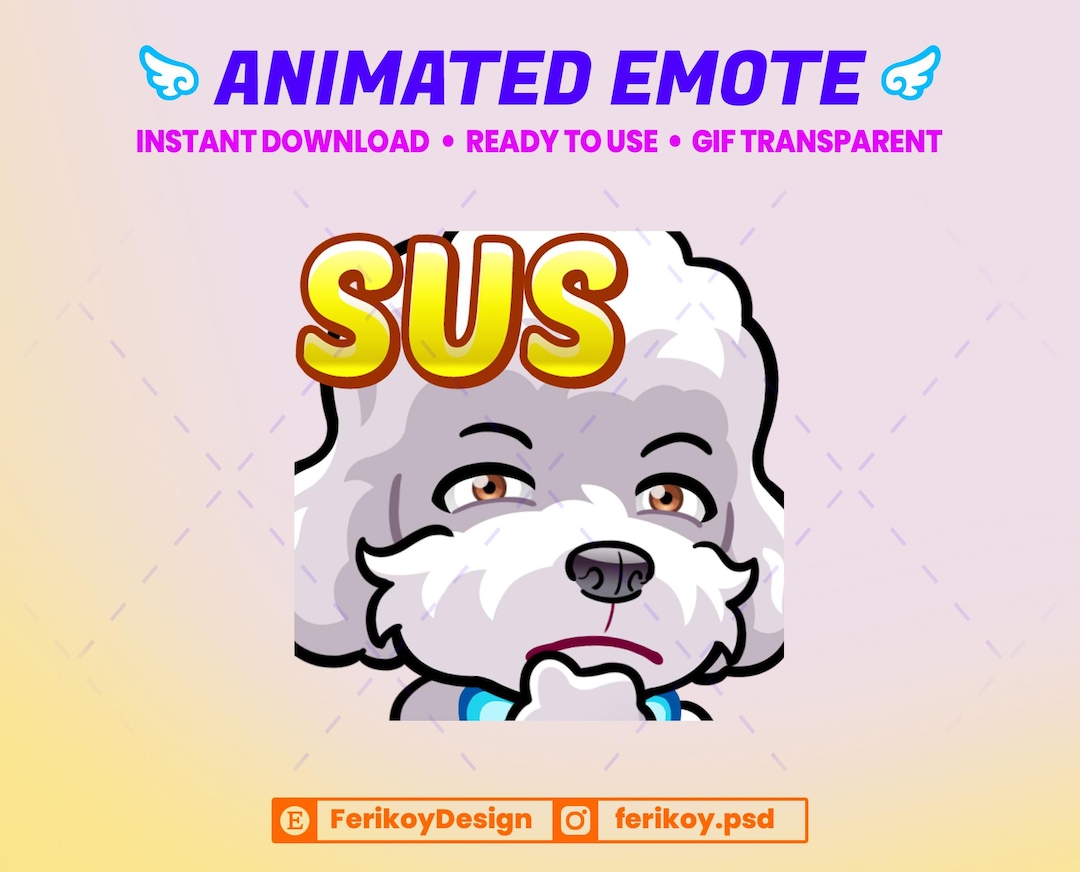 SUS Cute Poodle Puppies Animated Emote and Static Thinking Poodle Dog ...
