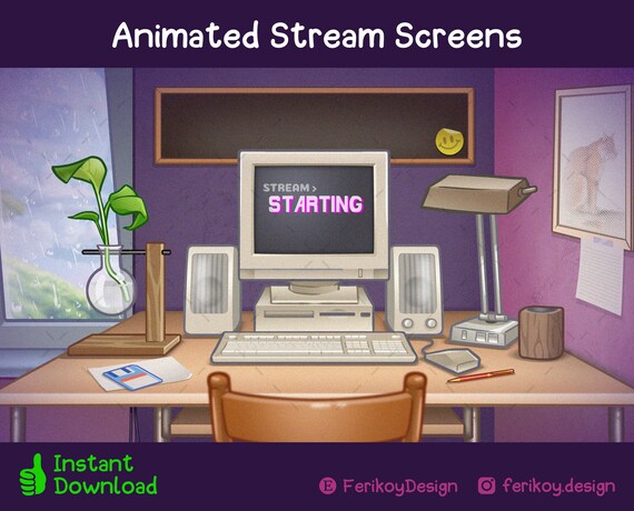 4x ANIMATED Stream Screens vintage Desk Setup Retro - Etsy