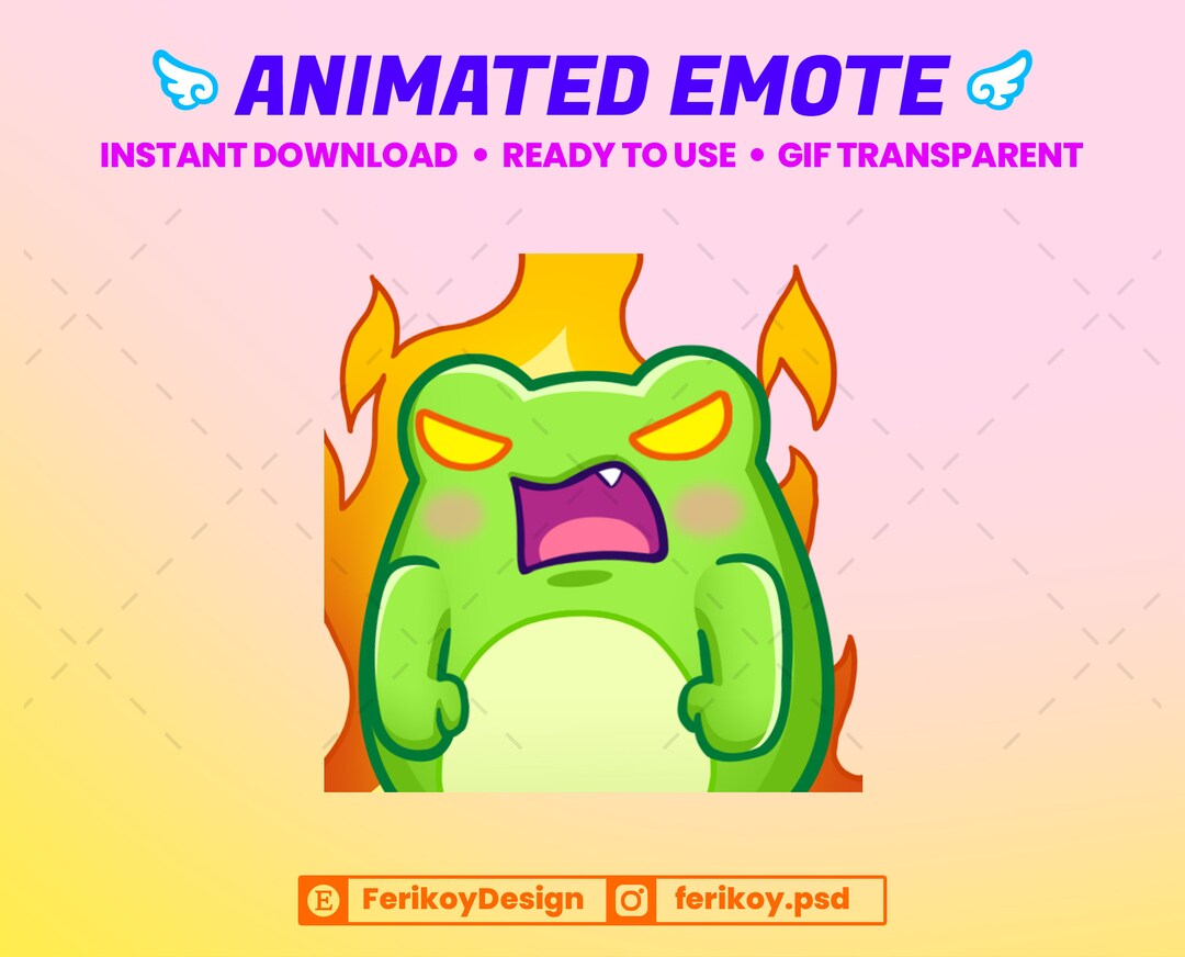 Angry Rage Mad Fire Cute Frog Animated Emote - for Twitch and Discord ...