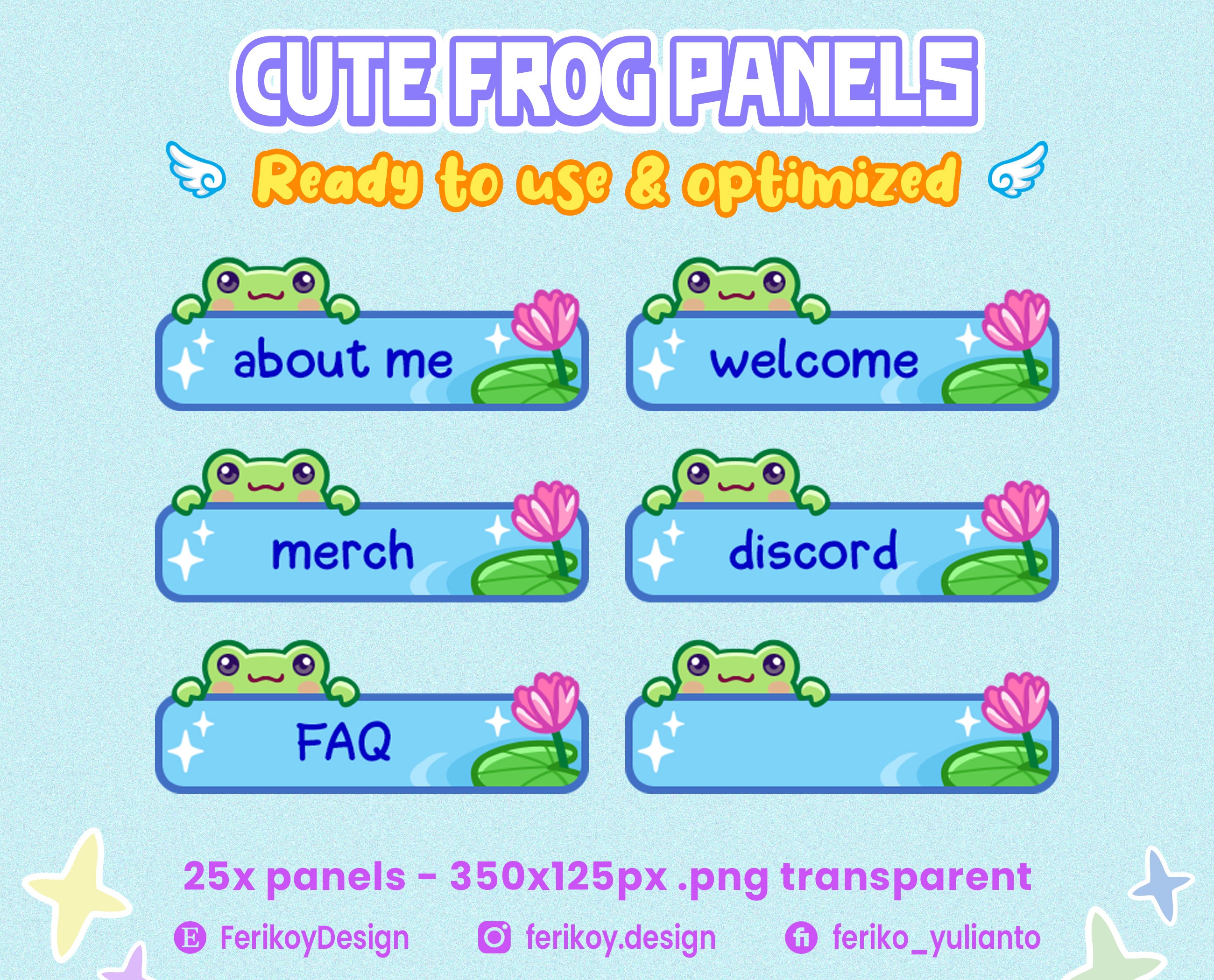 25x Cute Frog Twitch Streamer Panels Froggy Cute Kawaii Aesthetic for ...
