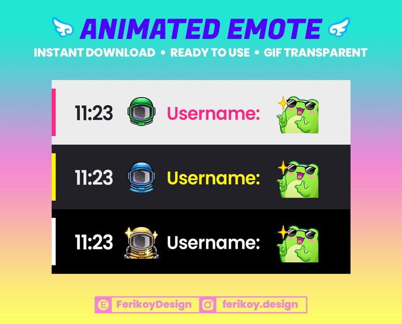 Cool Finger Gun Cute Frog Animated Emote EZ Easy Cute Frog for Twitch ...