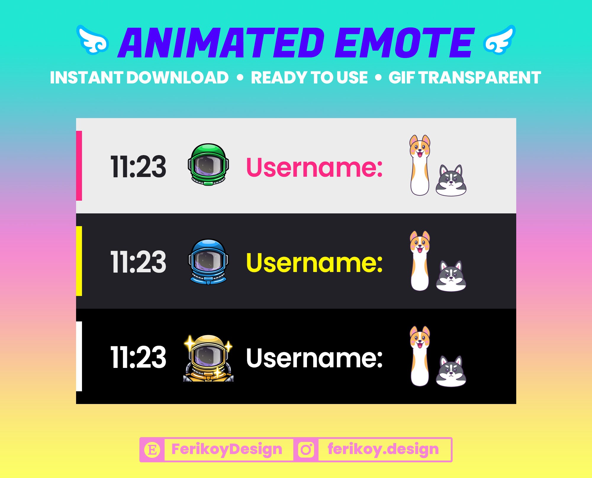 Cute Dog Dance Animated Emote Jumping Corgi & Husky Cute Pets for ...