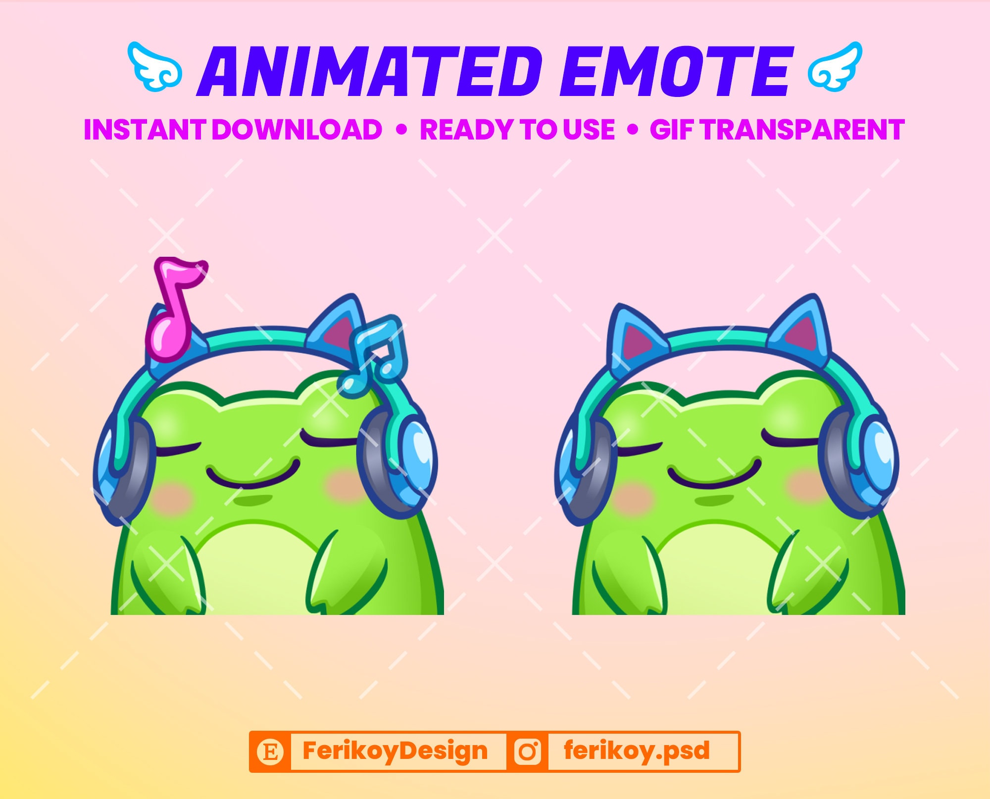 Jamming Cute Frog Animated Emote - Frog Jam Dancing Party - for Twitch ...