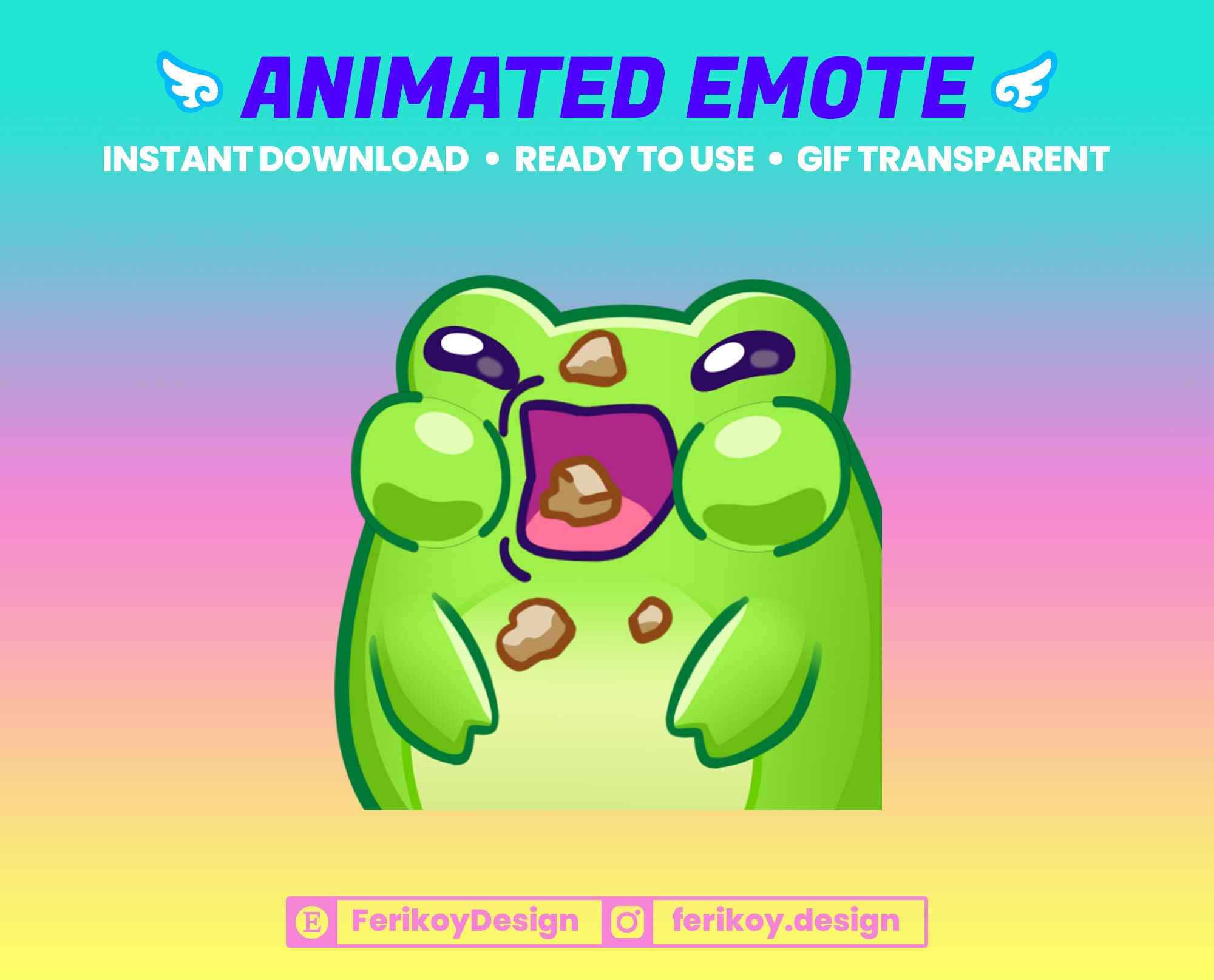Nom Nom Cute Frog Animated Emote Yummy for Twitch and Discord and More - Etsy