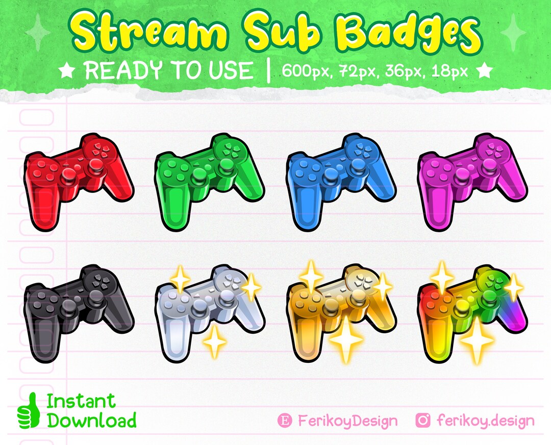 8x Stream Sub Badges - Gaming Controller - Joystick | Custom Sub Badges ...