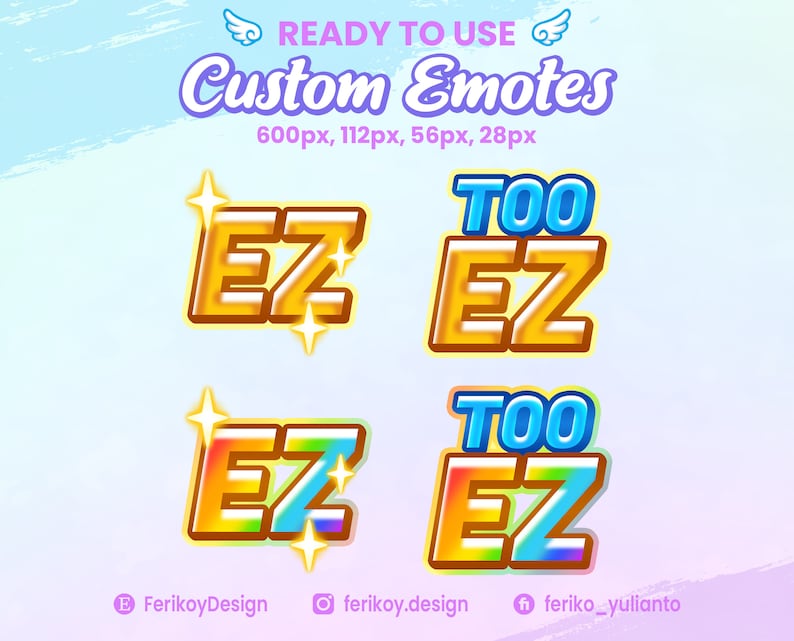 4x Stream Emotes EZ Text Emotes Easy Too Easy Custom - Etsy