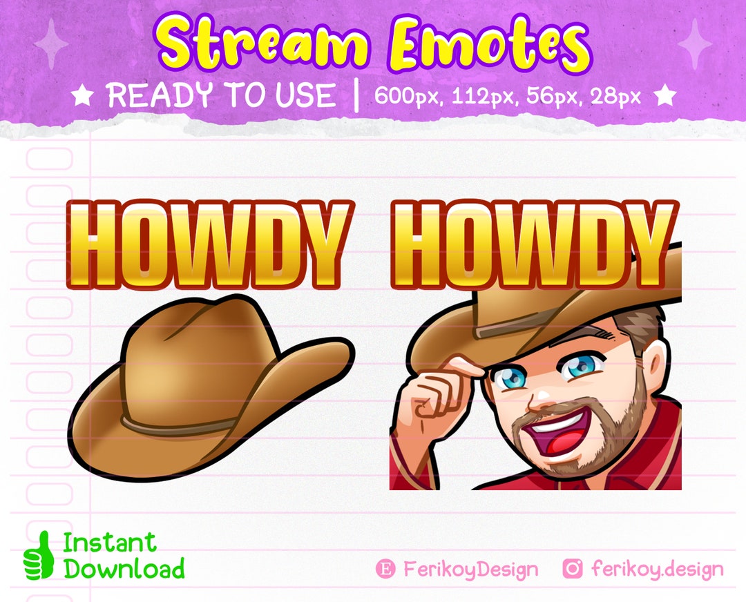 Howdy Emotes: Cowboy Stream Emotes for Twitch, Discord (digital ...