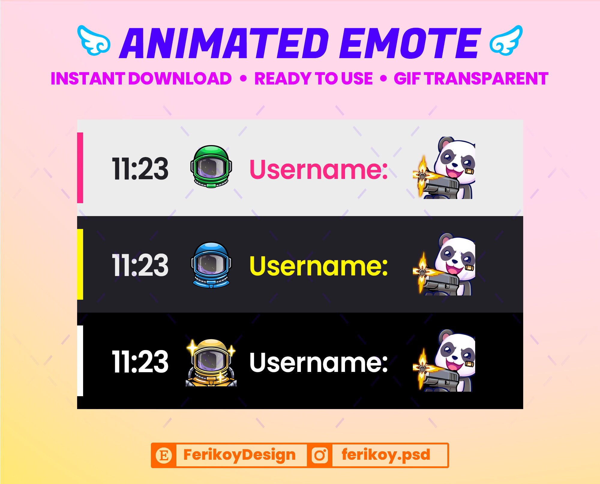 Cute Panda Gun Animated Emote Gun Cool Panda Bear Emote for Twitch and ...