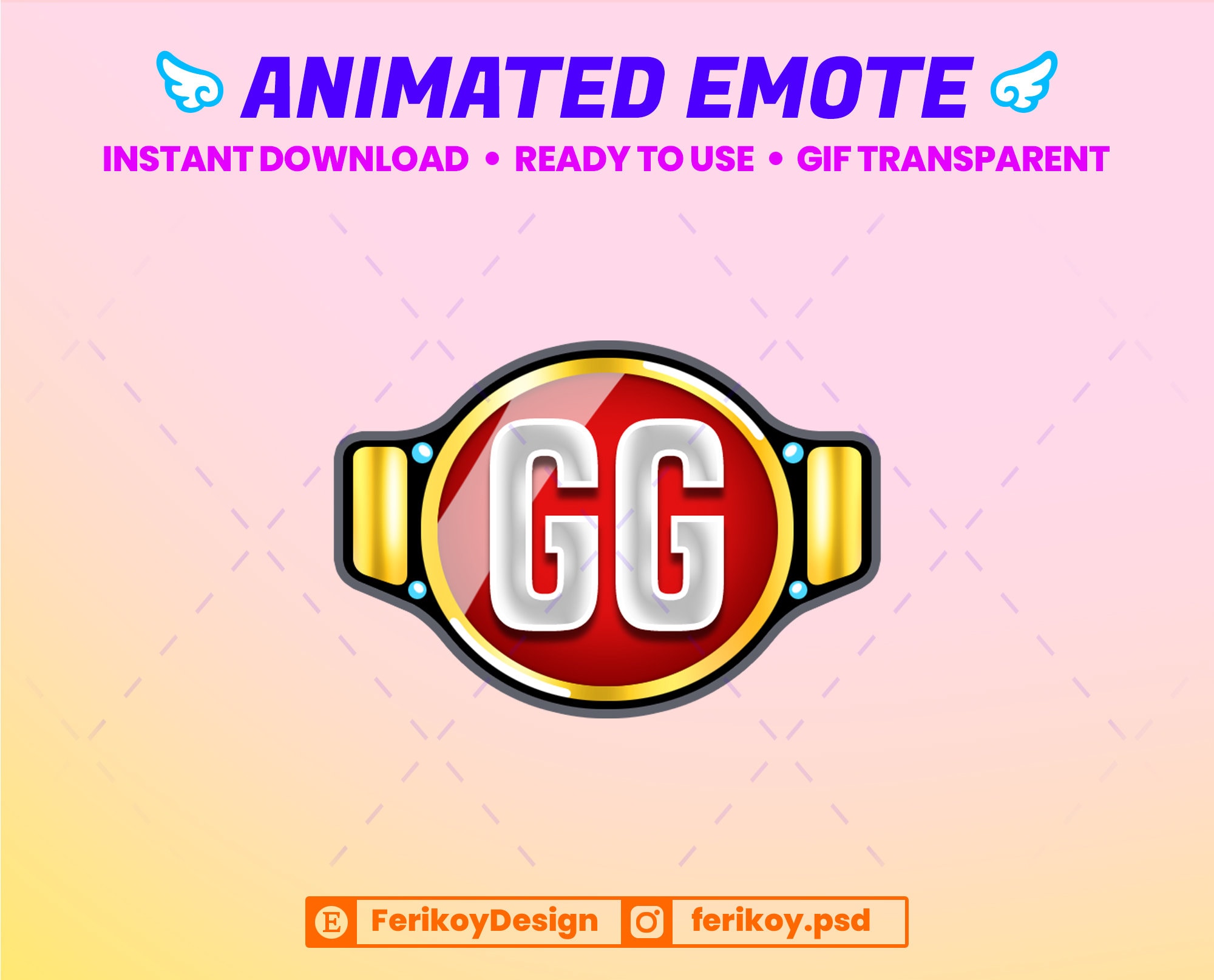GG Championship Belt Animated Emote Good Game Wrestling Belt for Twitch ...