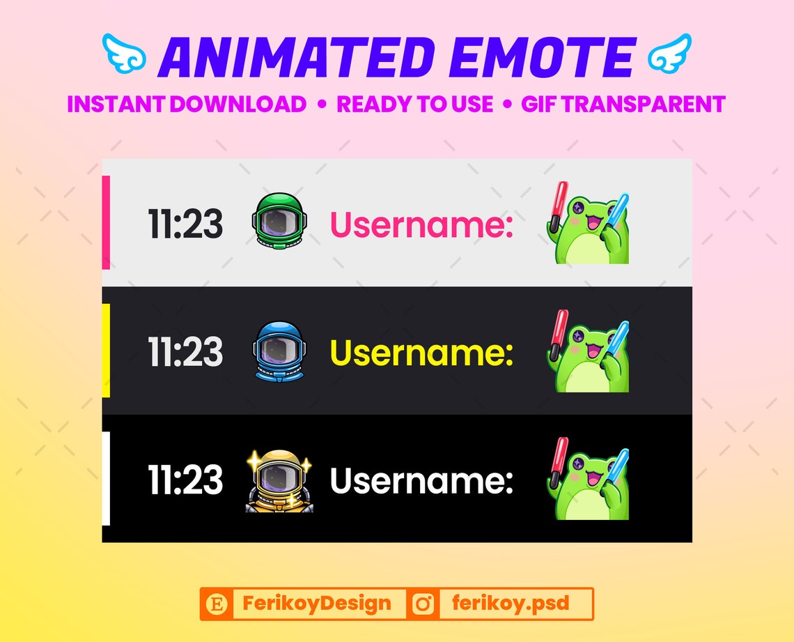 Rave Frog Animated Emote – Cheer Dance, Glow Sticks (for Twitch ...