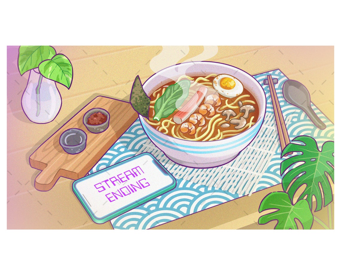 Animated Ramen Bowl Stream Screens: Japanese Food Overlay (MP4 & JPEG ...